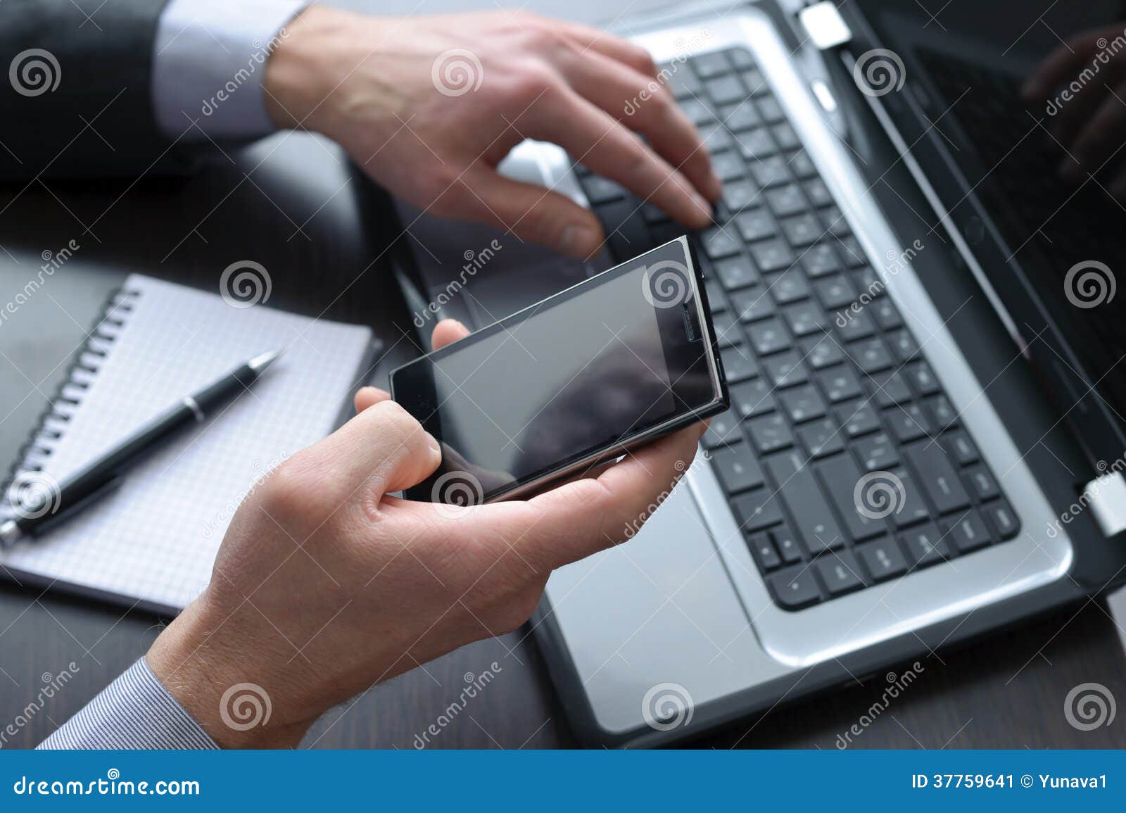 Businessman Hands Doing Some Computer Work Stock Image - Image of ...