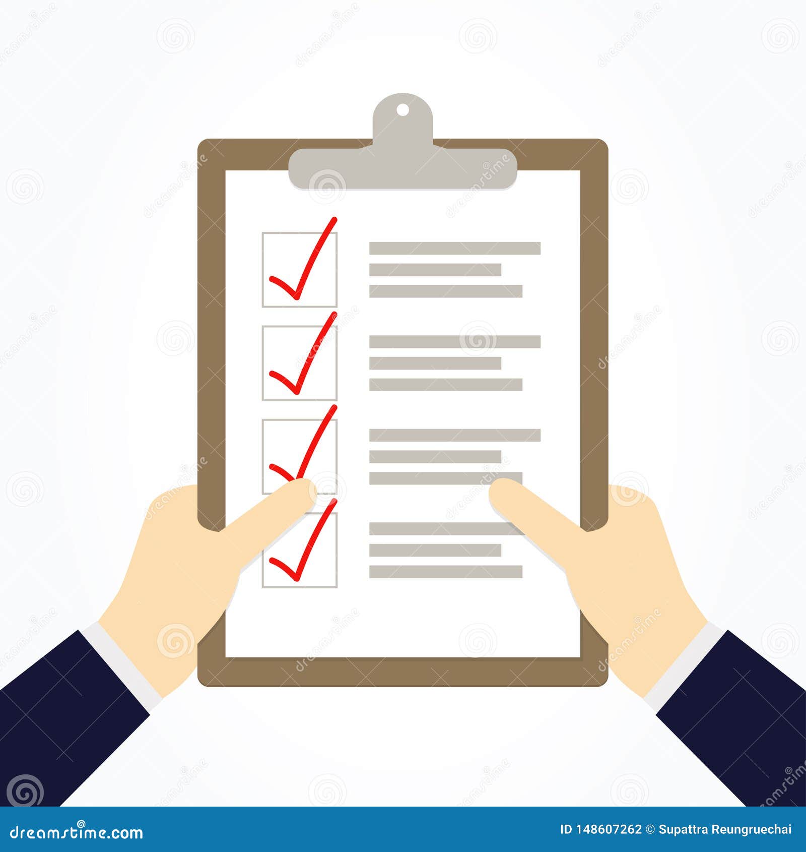 Businessman Hands Holding a Clipboard Checklist. Stock Vector ...