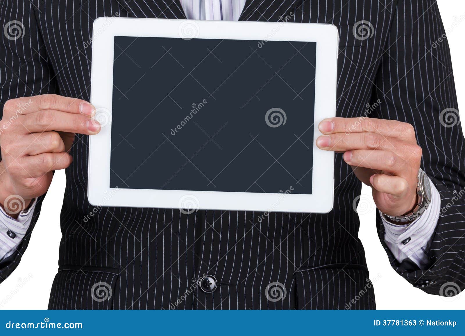 Businessman Hands Holding Taplet Stock Image - Image of electronic ...