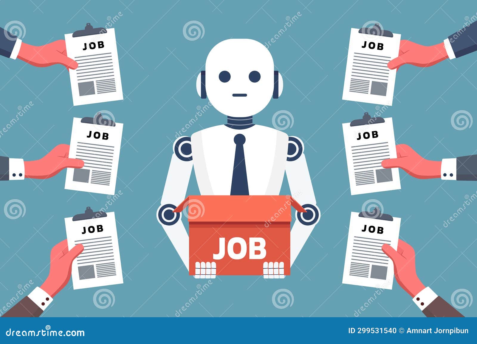 Businessman Hands Holds a Job Document and AI Robots are Automating ...