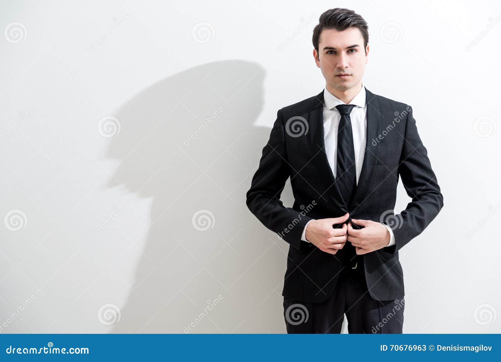 Businessman with Hands on Jacket Stock Image - Image of confident ...