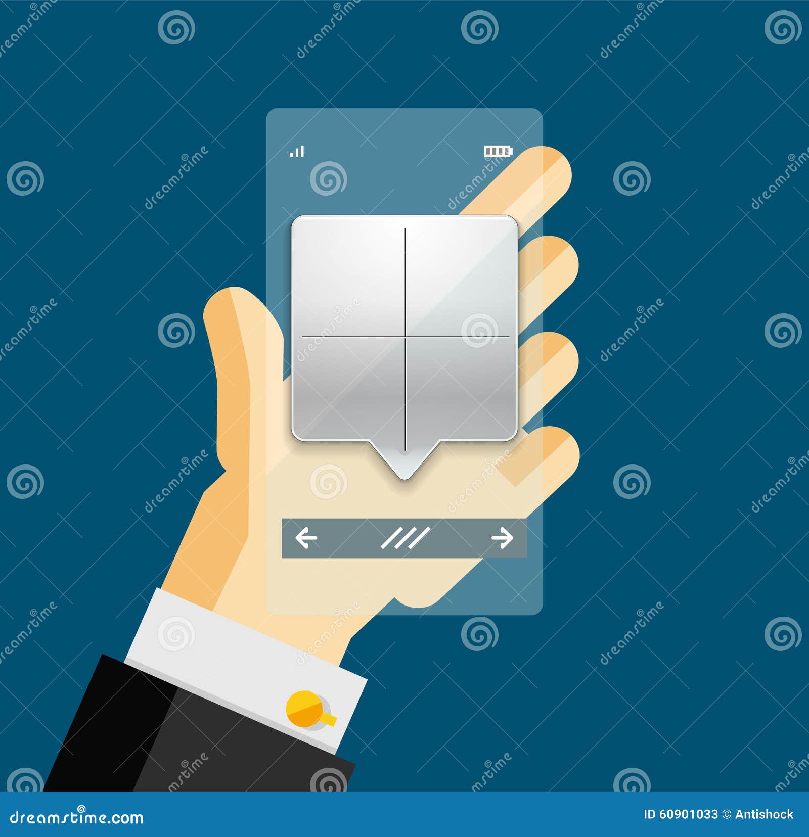 Businessman Hands on Mobile Phone with Web Dialog Stock Vector ...