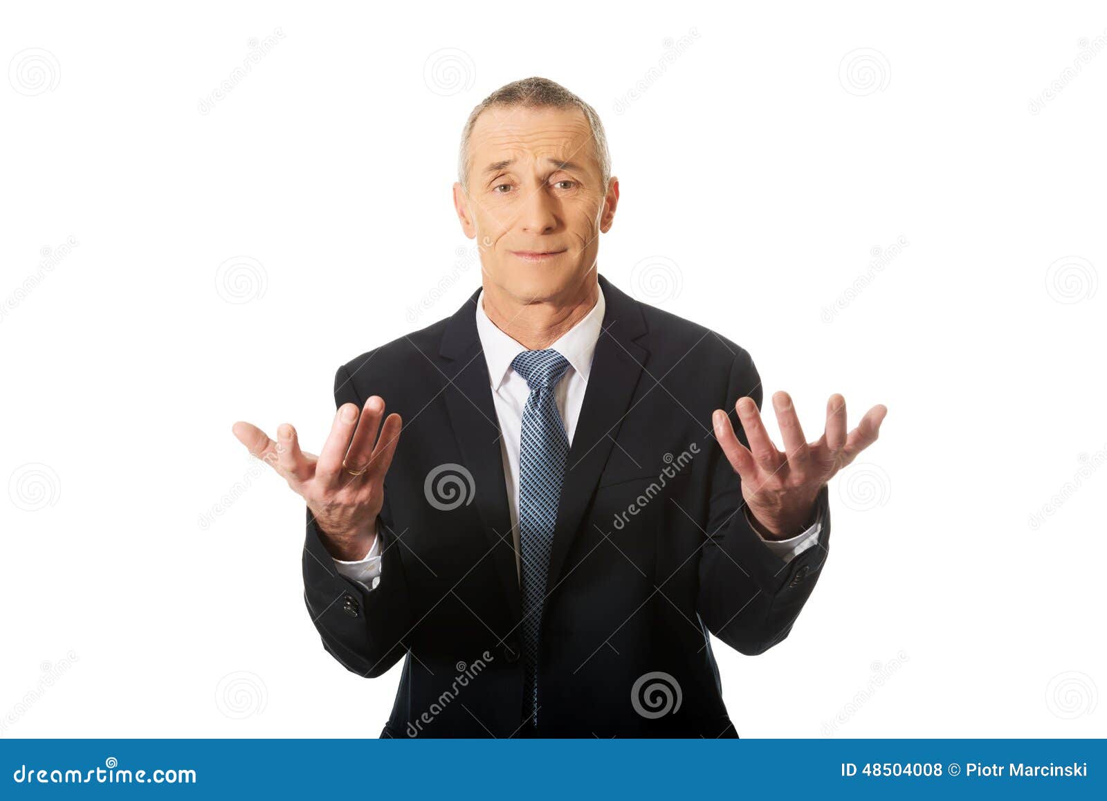 Businessman with Hands Open in Undecided Gesture Stock Photo - Image of ...