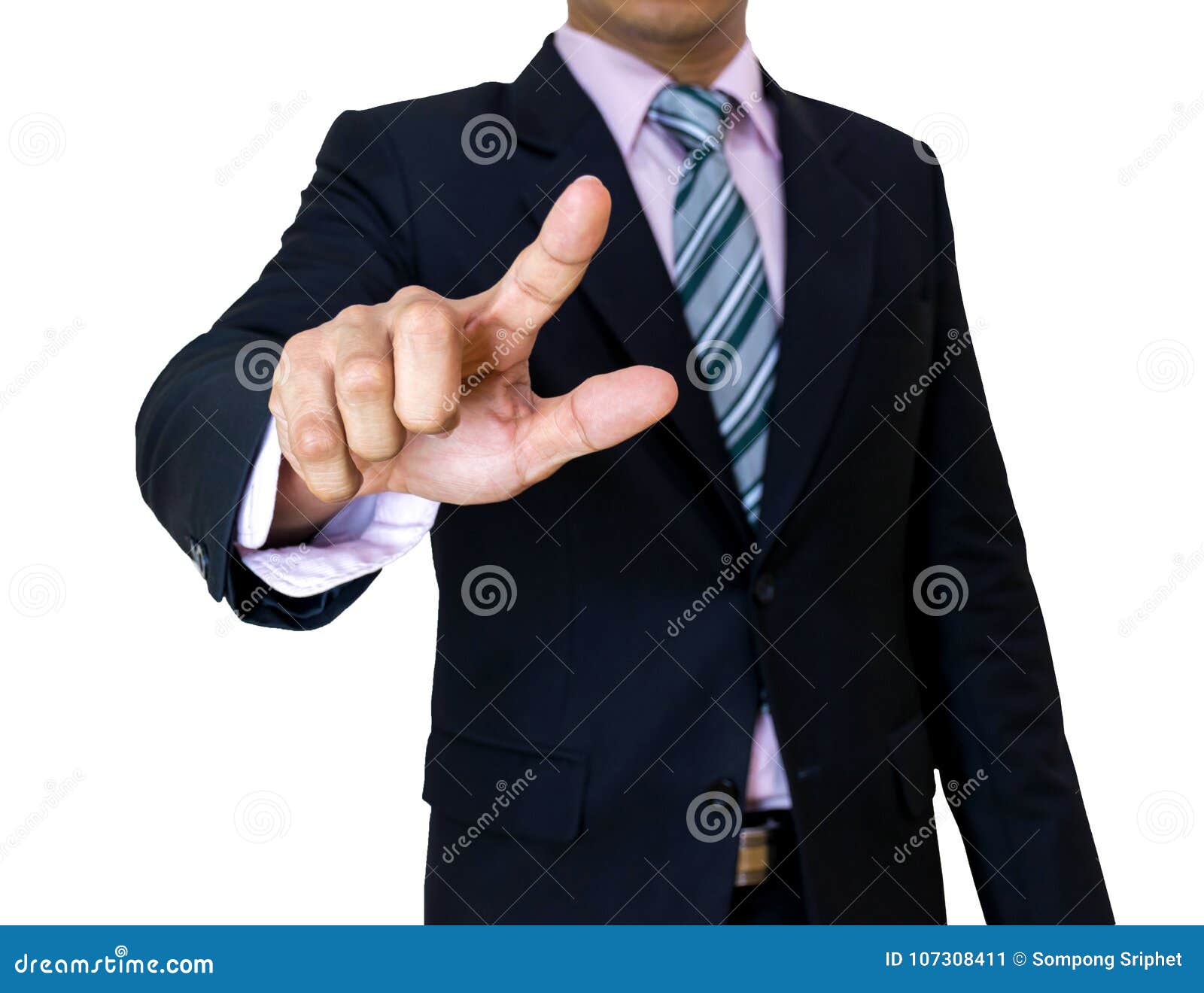 Businessman Hands Press the Button Pushing of Touch Screen Stock Image ...