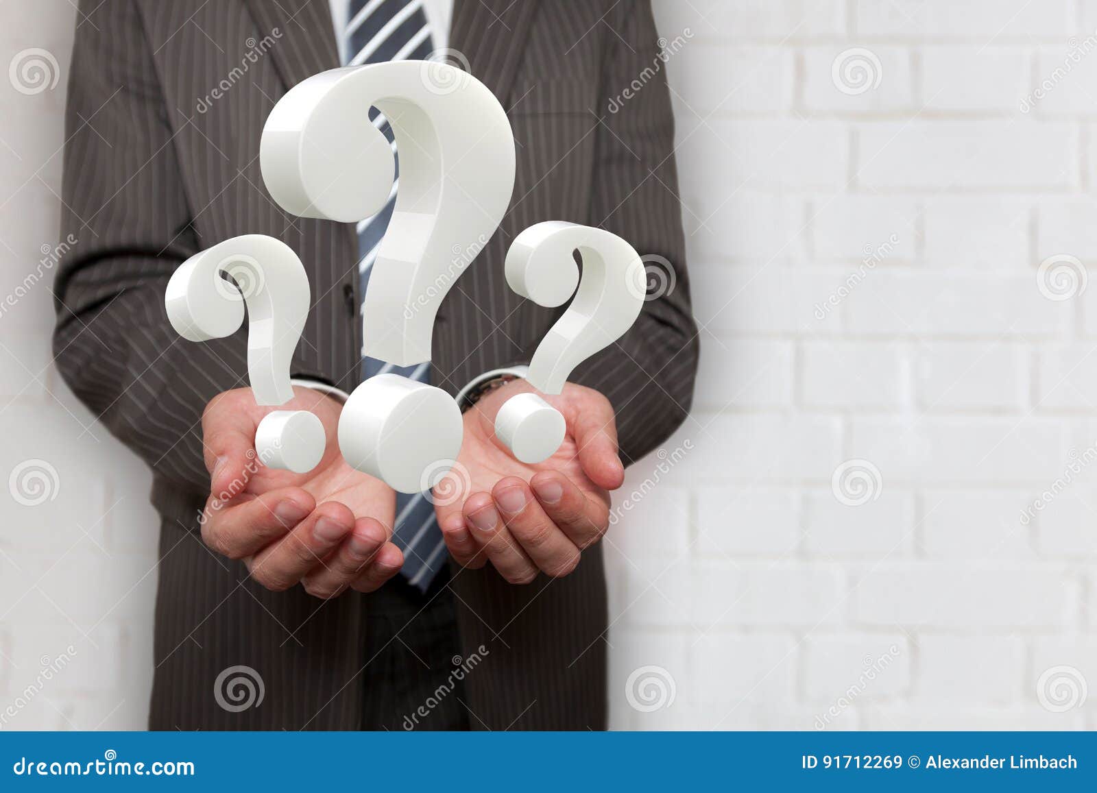 Businessman Hands 3 Questions Stock Illustration - Illustration of ...