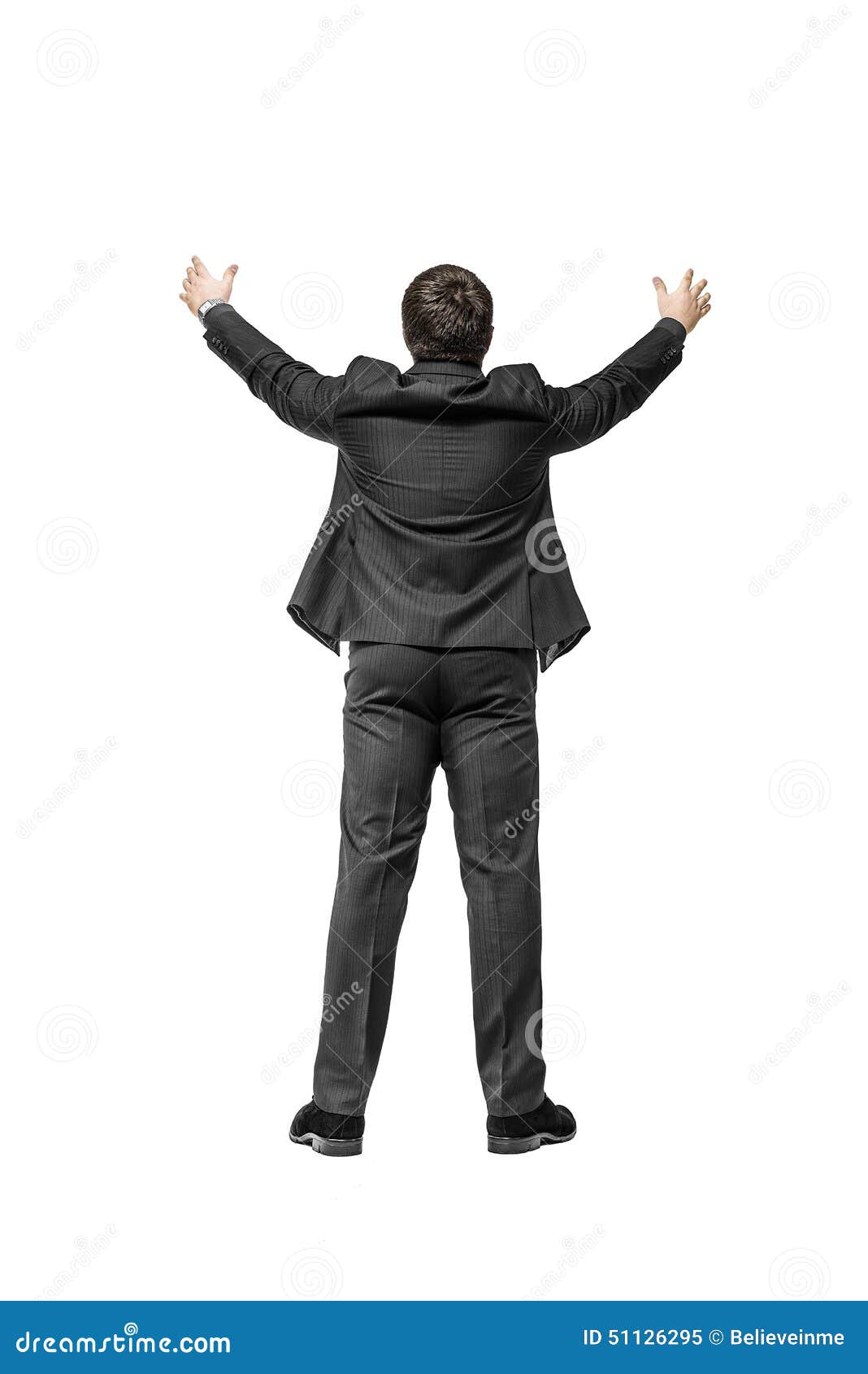 Businessman with Hands Raised Stock Image - Image of positivity ...