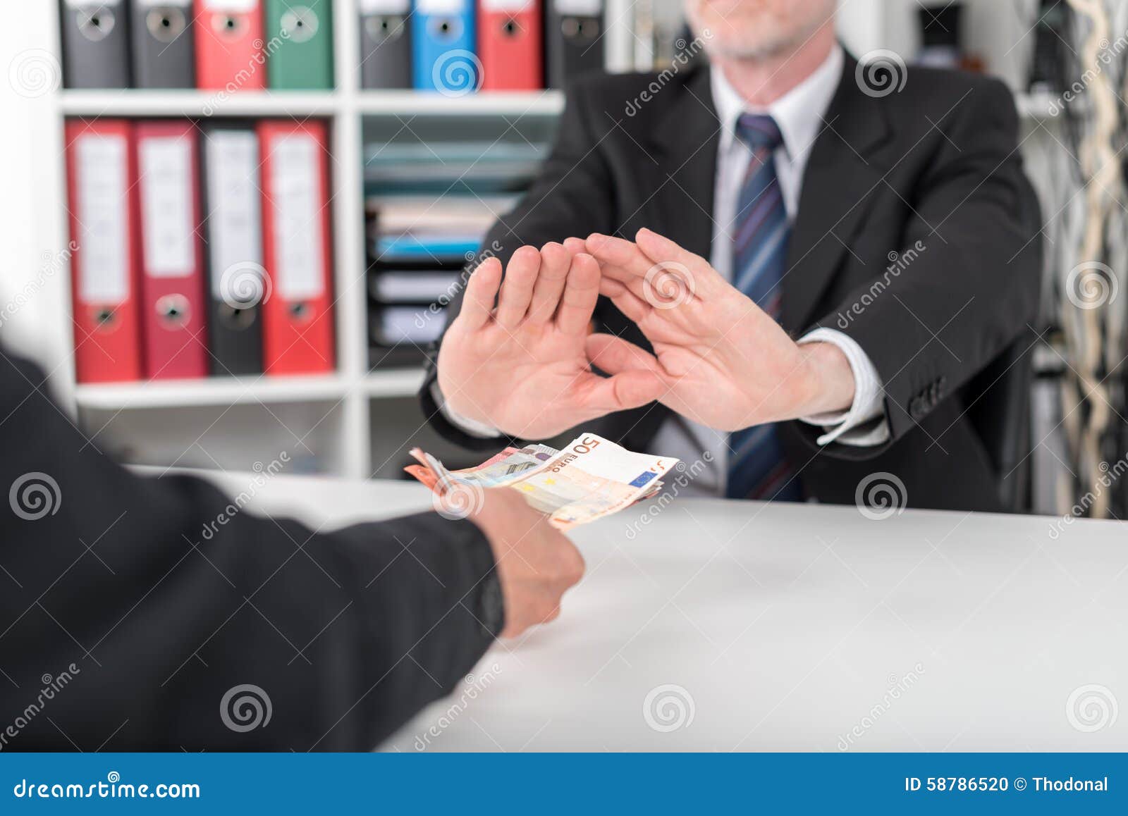 Businessman Hands Rejecting an Offer of Money Stock Photo - Image of ...
