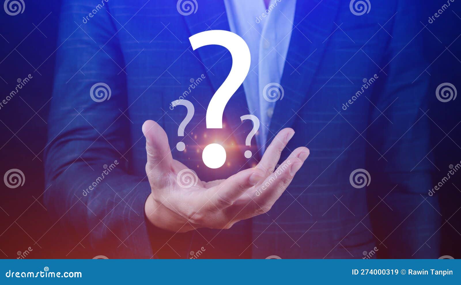 Businessman Hands Show Question Marks, Confused, Thinking ...