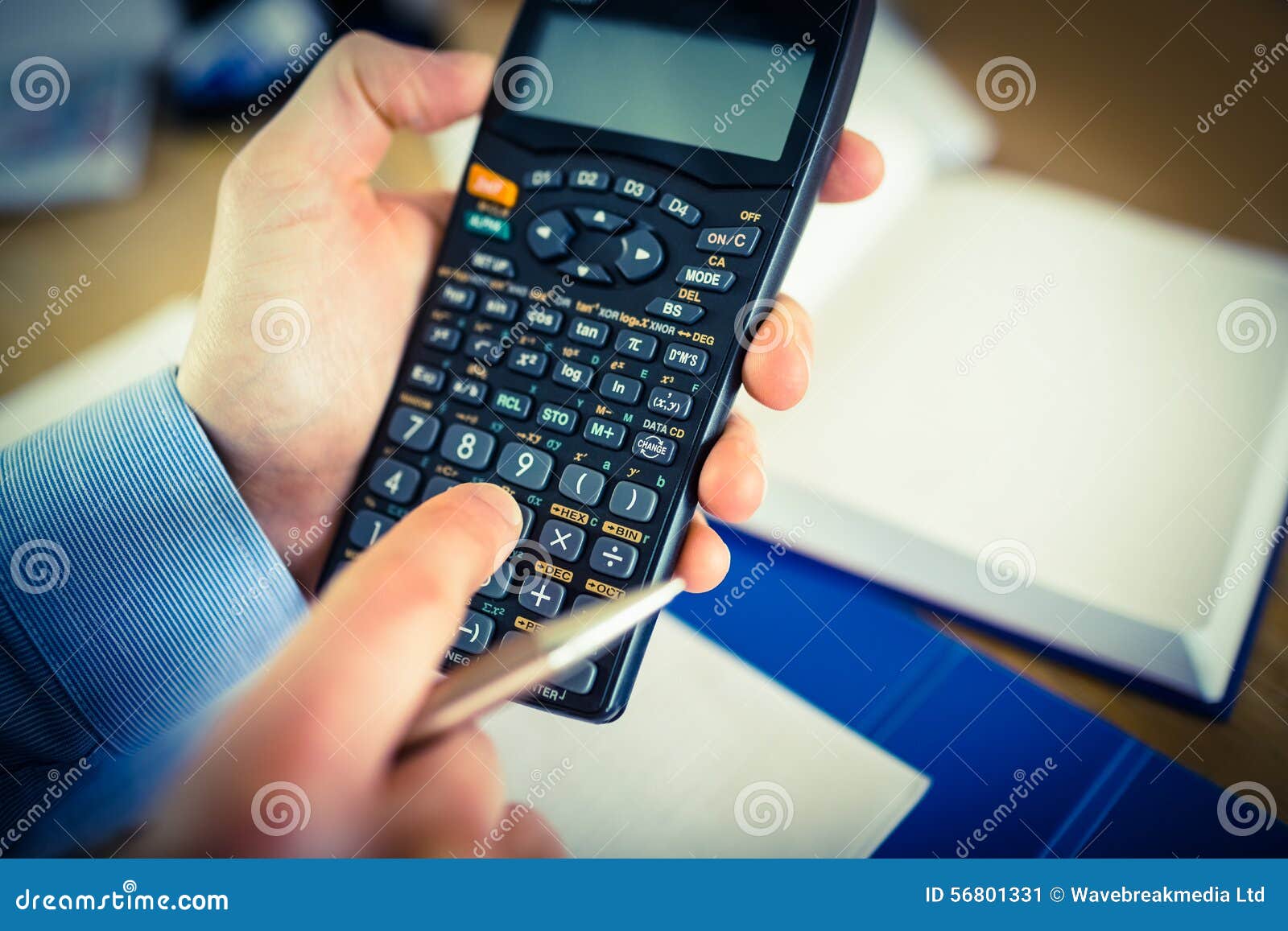Businessman Hands Typing on Calculator Stock Image - Image of ...