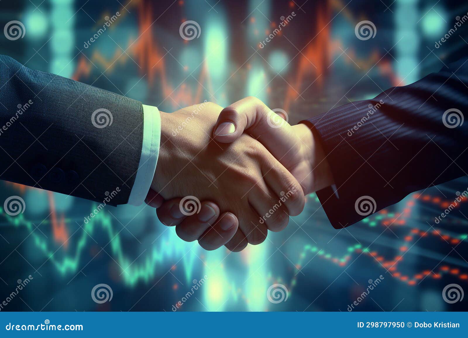 Businessman Handshake on Trade Chart Concept Stock Illustration ...