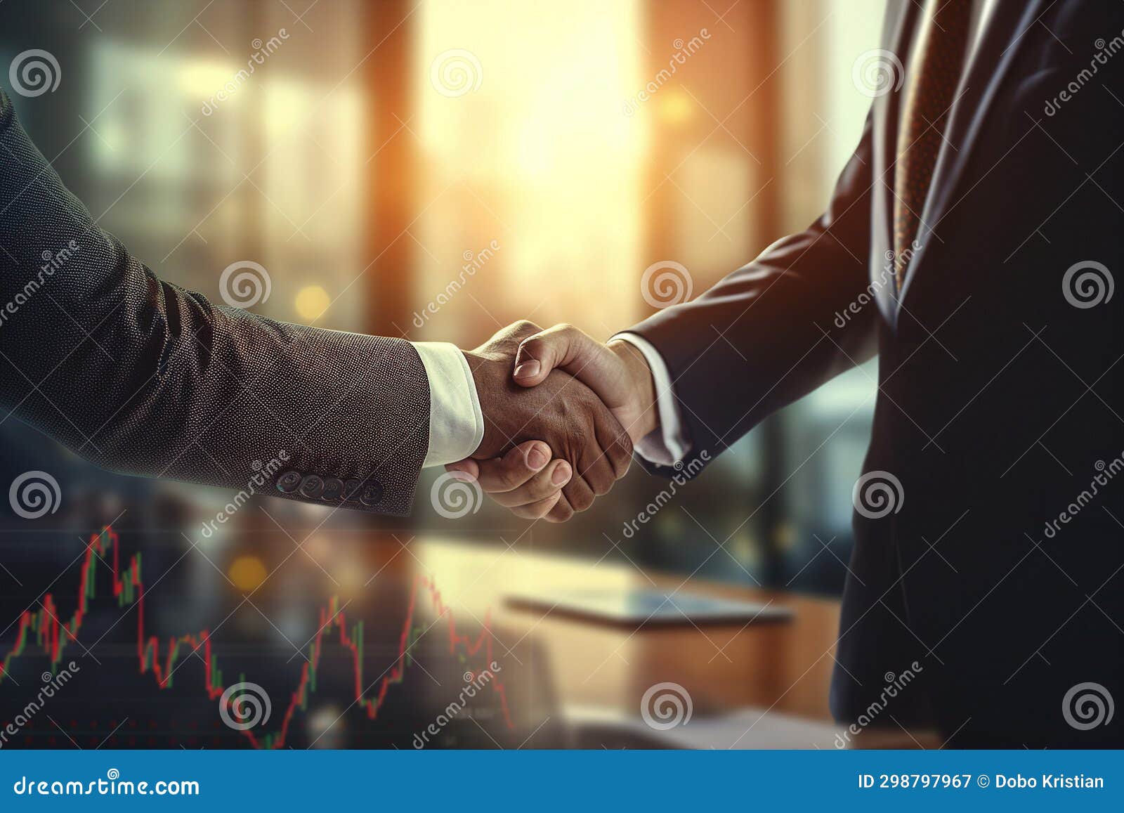 Businessman Handshake on Trade Chart Comcept Stock Illustration ...