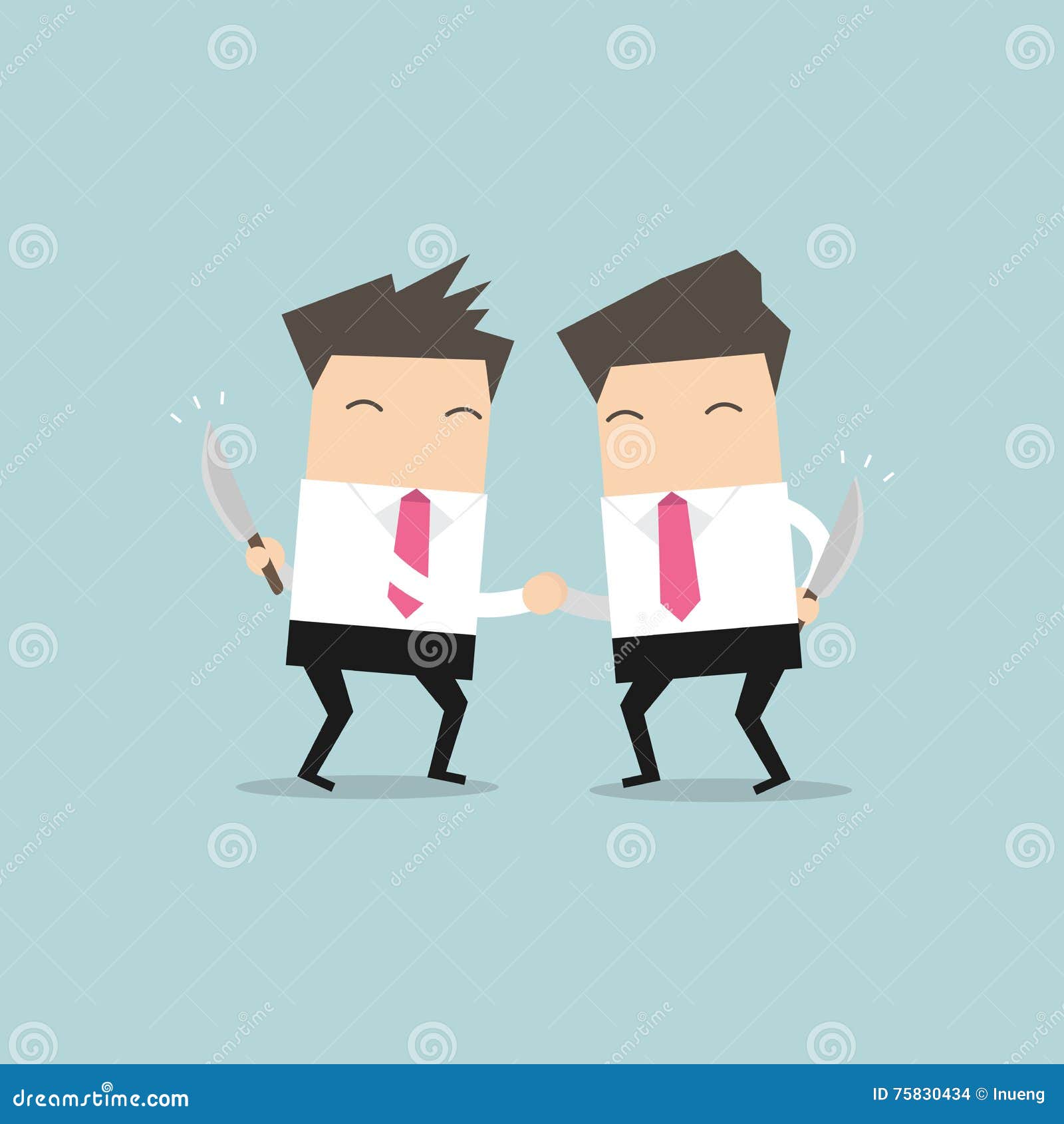 Businessman Handshaking Rivals with Weapons Behind Stock Vector ...