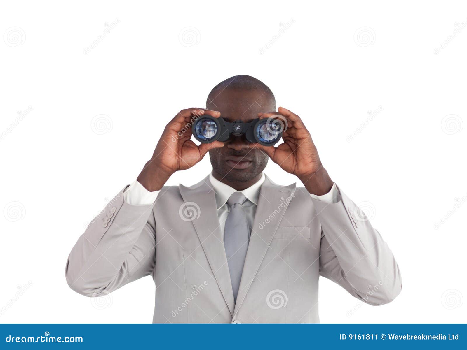 Businessman Happy Looking through Binoculars Stock Image - Image of ...