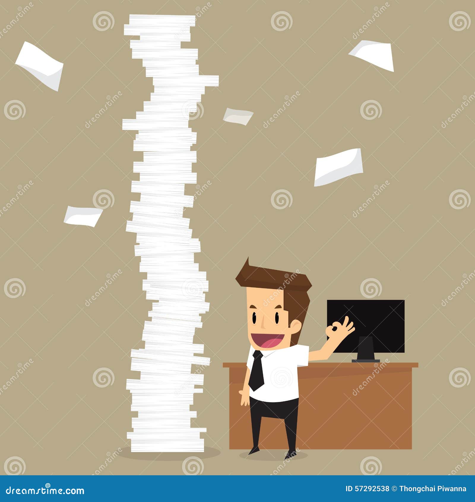Businessman Happy a Lot of Work Stock Vector - Illustration of overload ...