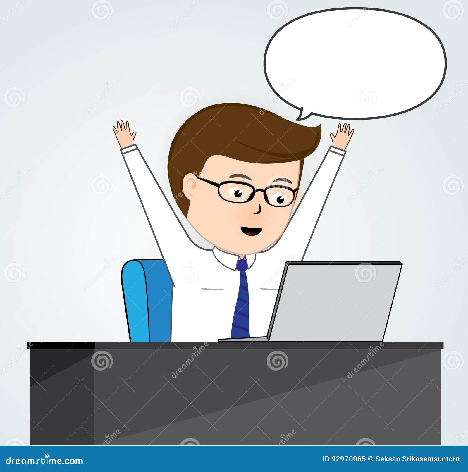 Businessman Happy is Working in His Office Stock Vector - Illustration ...