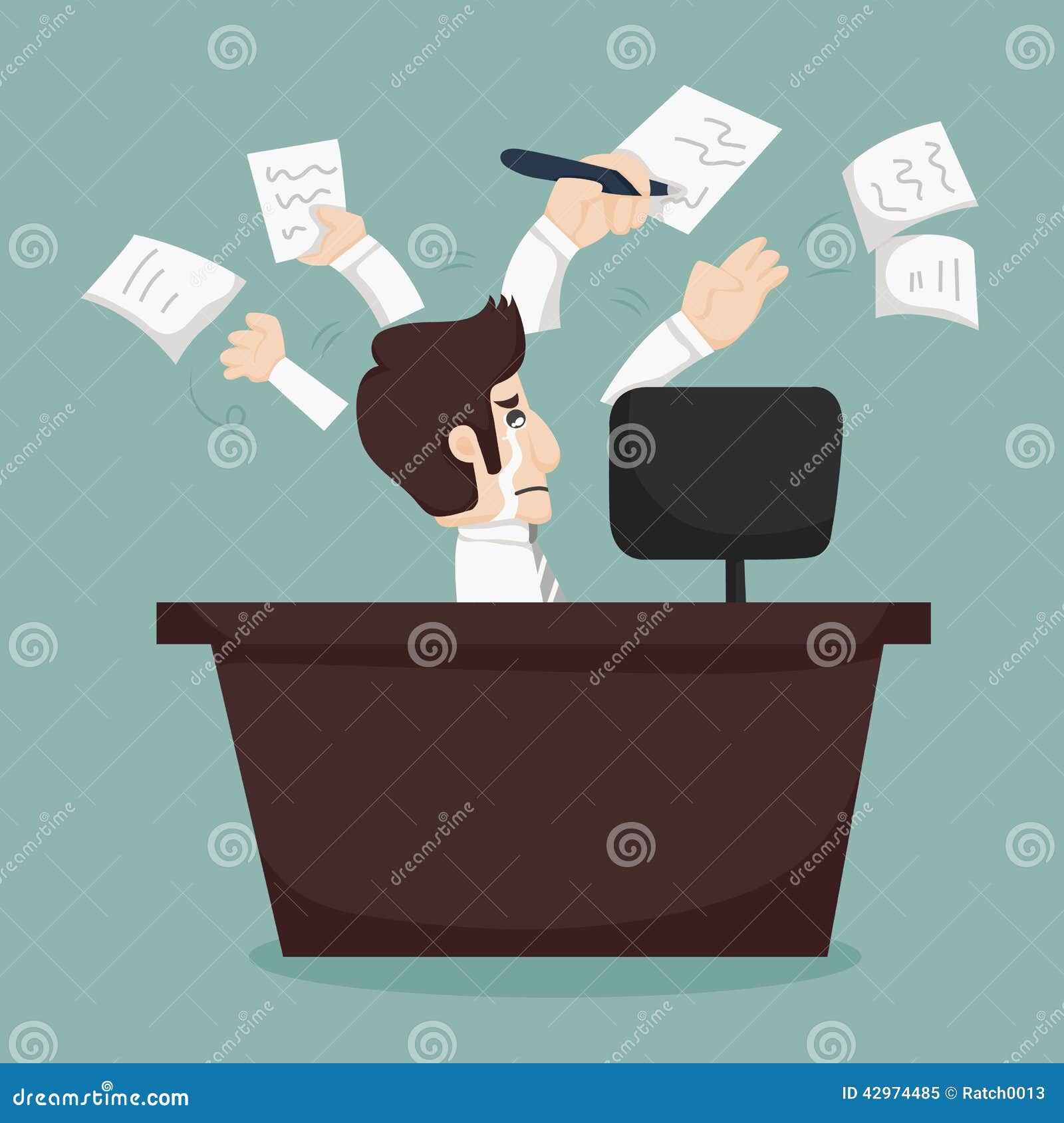 Businessman Hard Working Laptop Process Office Workplace Concept White ...