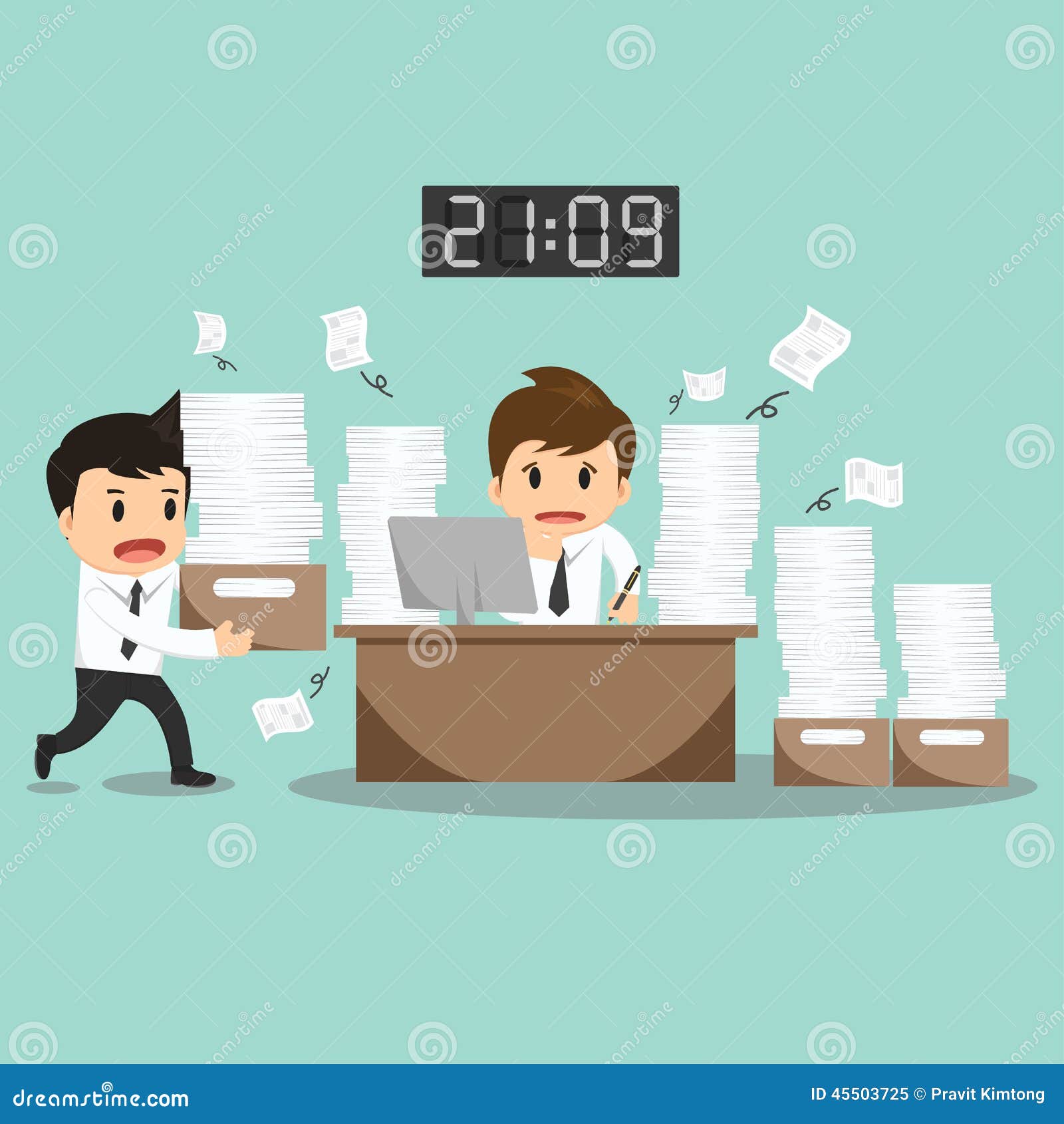 Businessman Hard Work on Office Vector Illustration Stock Vector ...