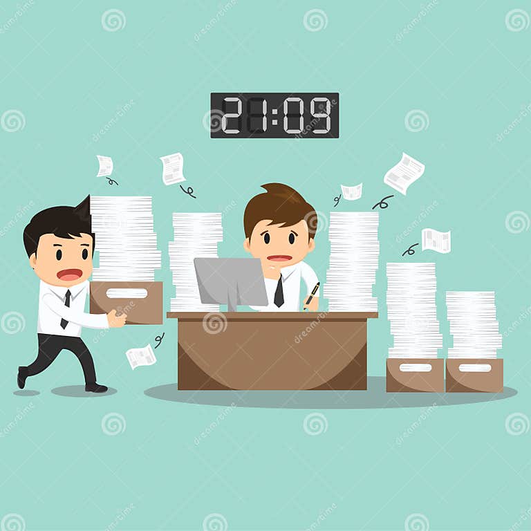 Businessman Hard Work on Office Vector Illustration Stock Vector ...