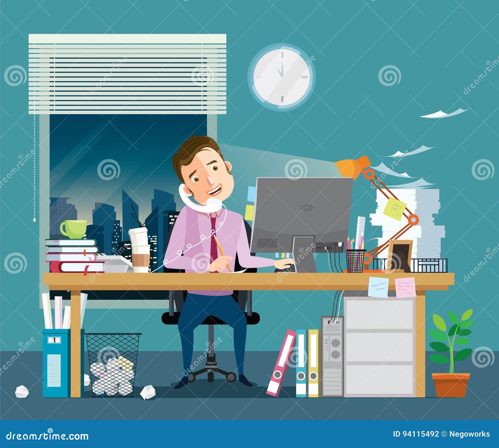 Businessman Hard Working Laptop Process Office Workplace Concept White ...