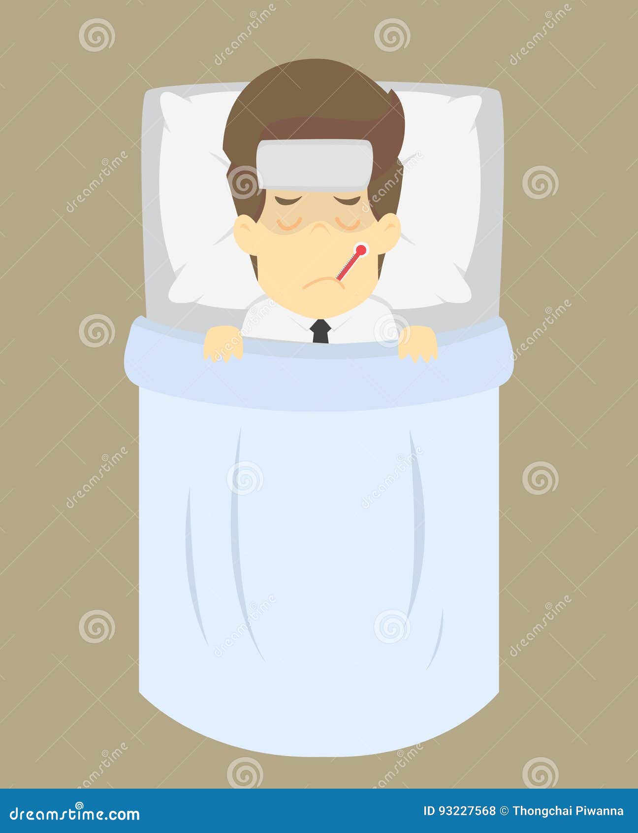 Businessman has a fever stock vector. Illustration of cartoon - 93227568