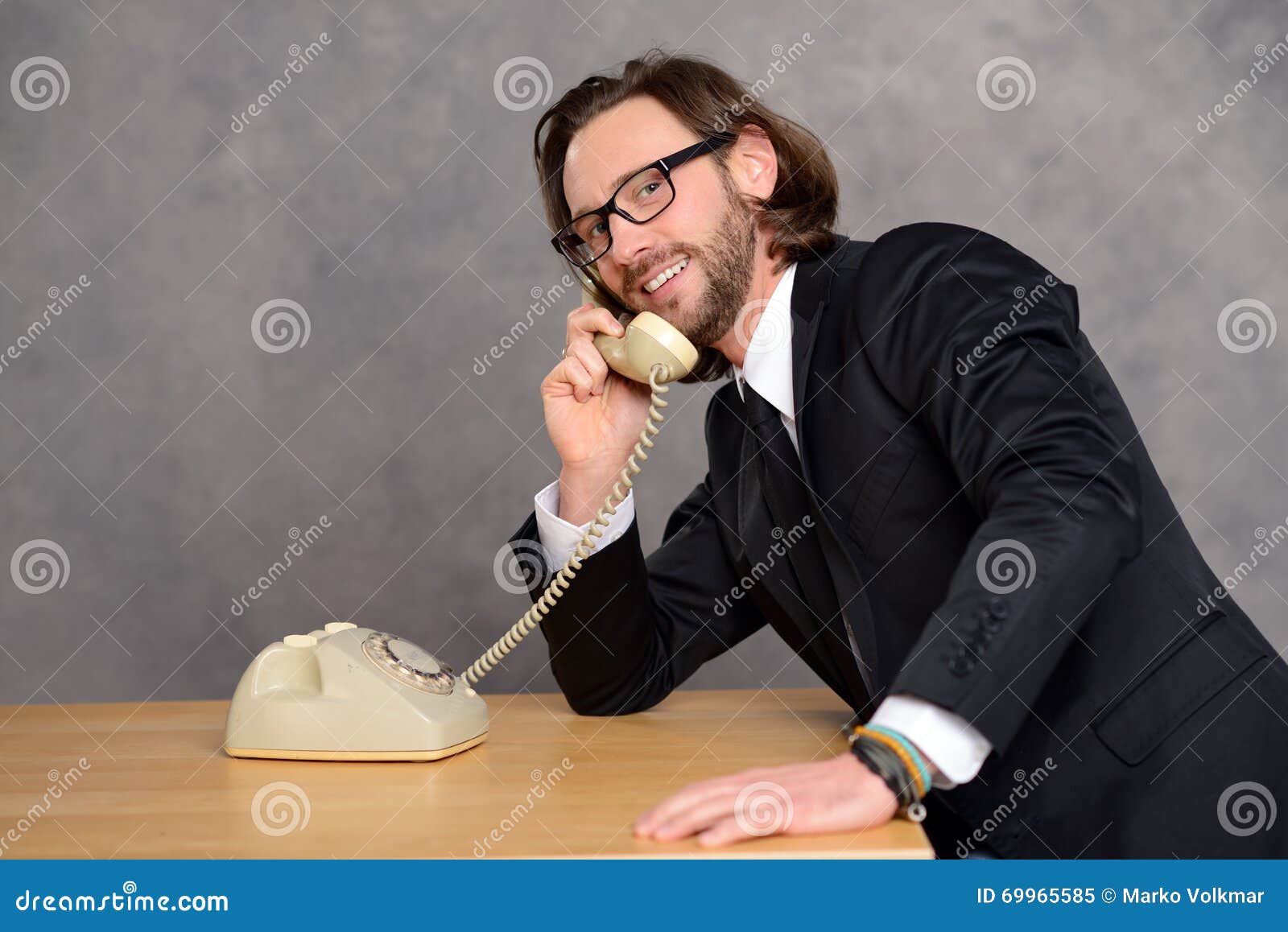 Businessman Has a Good, Phone Call Stock Image - Image of telephone ...