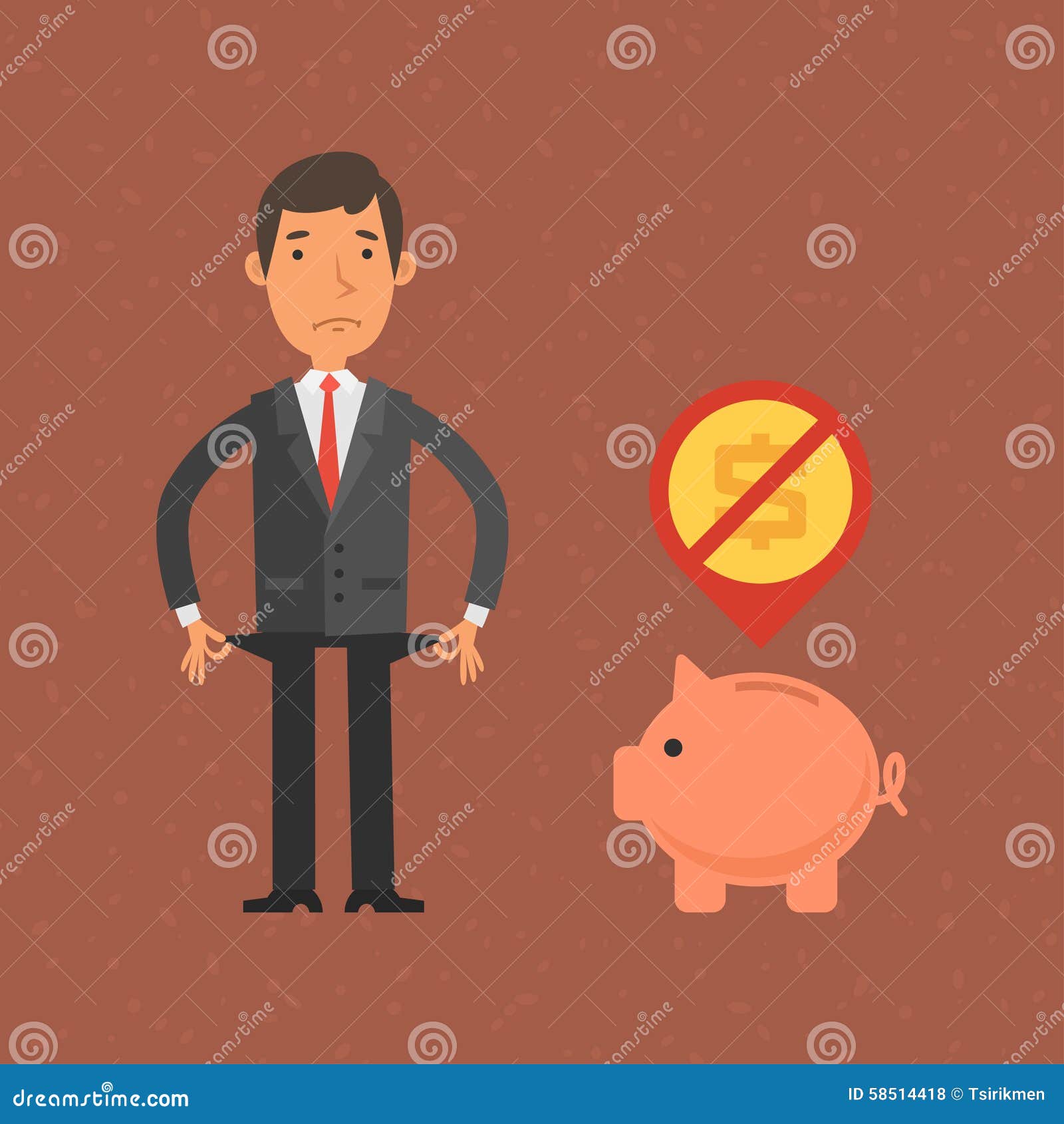 Businessman has no money stock vector. Illustration of minimal - 58514418