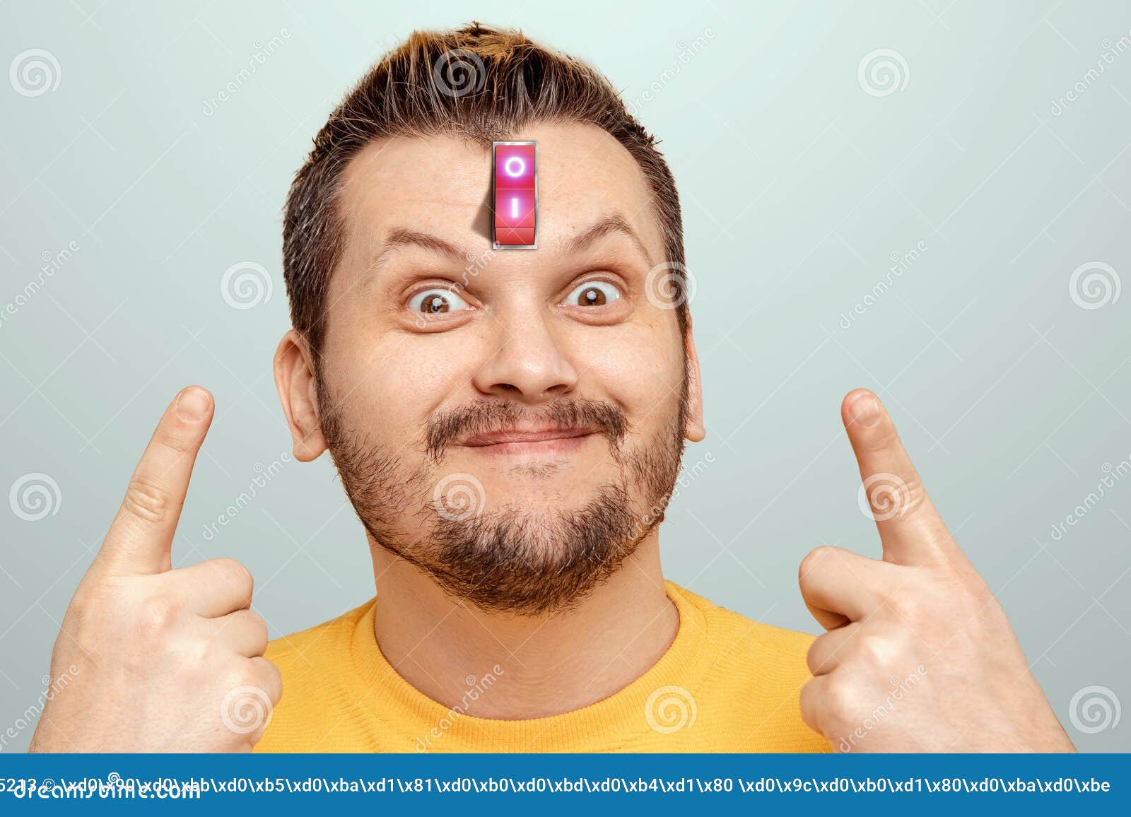 A Businessman Has a Red Switch in His Head. the Concept of Turning on ...