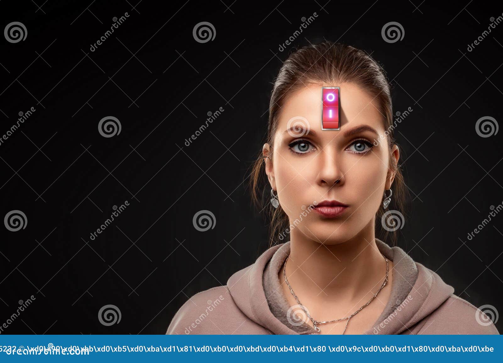 A Businessman Has a Red Switch in His Head. the Concept of Turning on ...