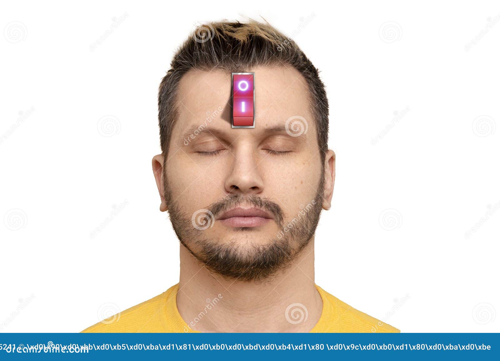 A Businessman Has a Red Switch in His Head. the Concept of Turning on ...