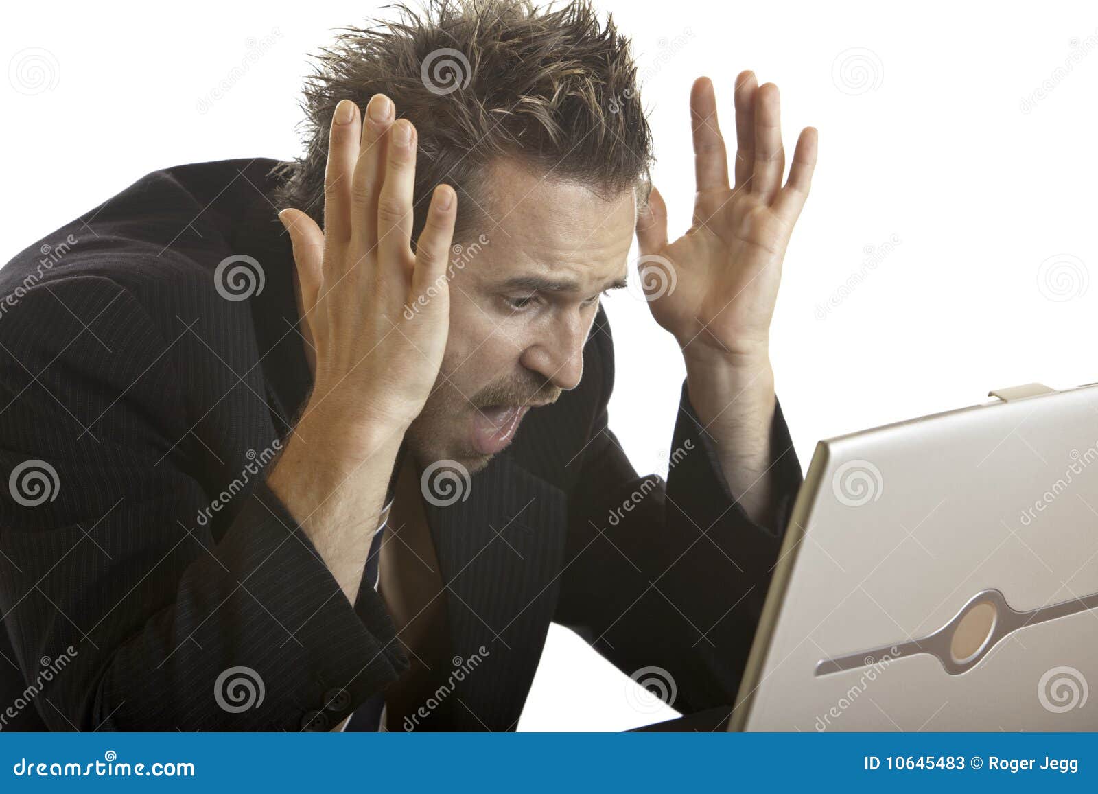 Businessman Has Stress because of Computer Crash Stock Image - Image of ...