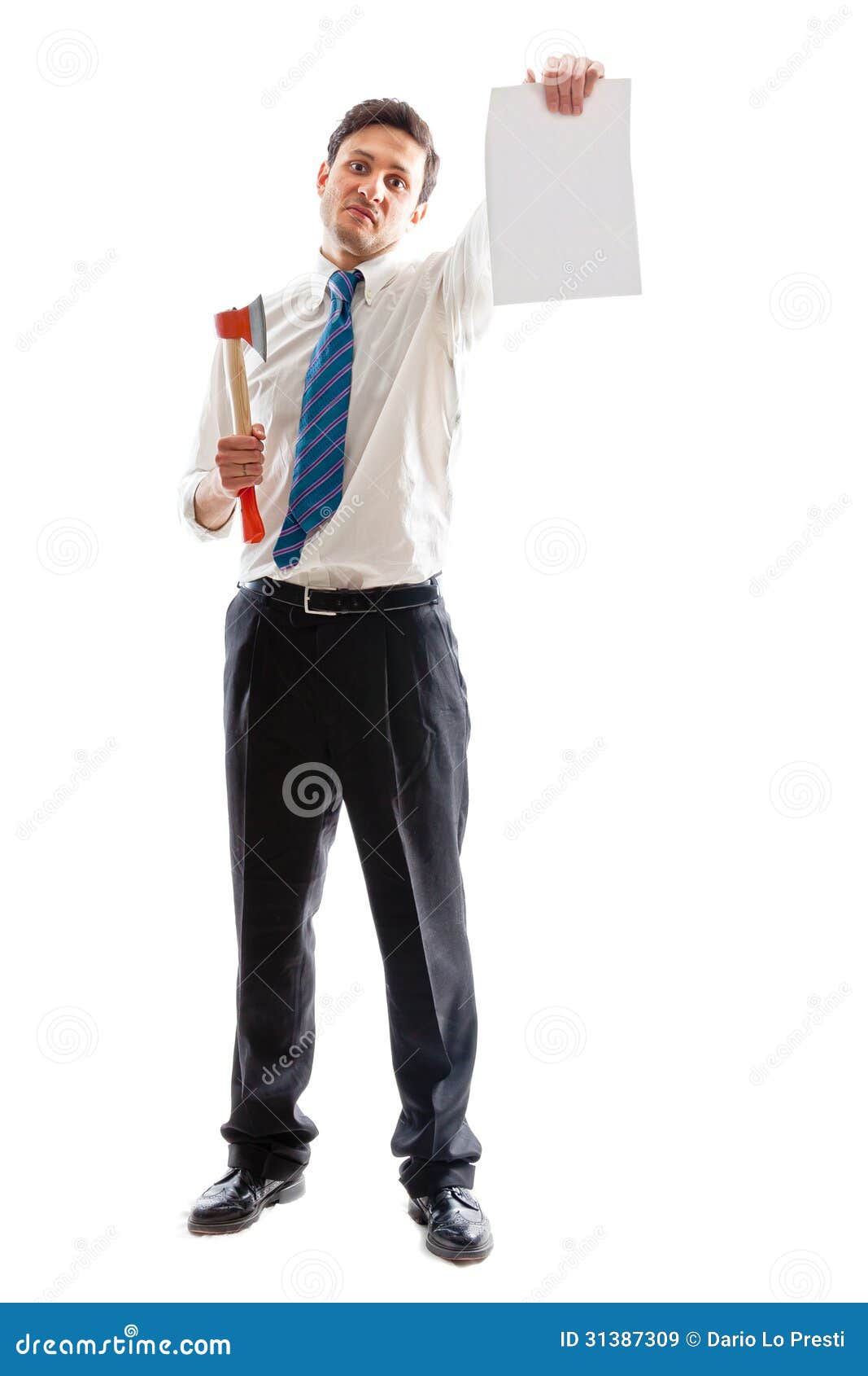 Businessman with hatchet stock image. Image of crazy - 31387309