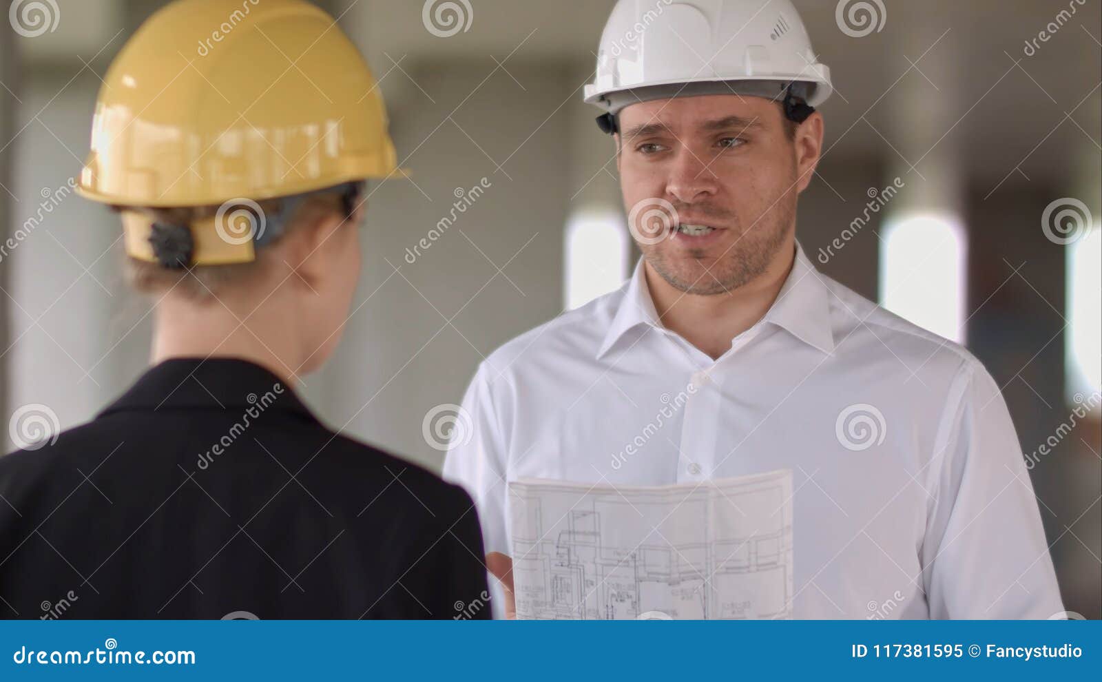 Businessman Have Problem and Angry at Construction Site Building Stock ...