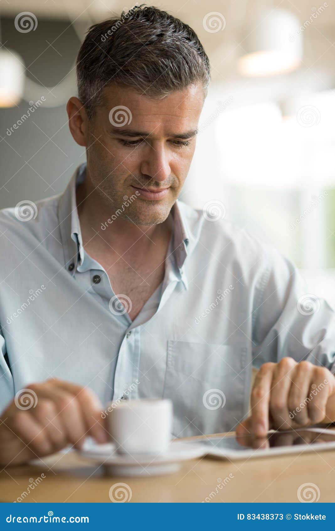 Businessman Having a Coffee Break Stock Image - Image of mobile ...