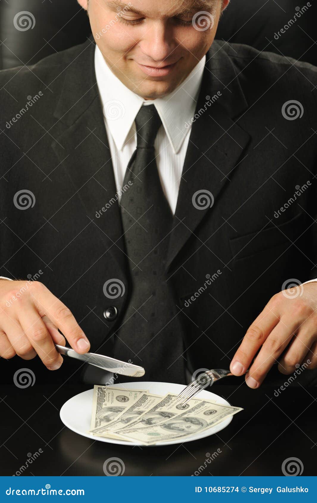 The Businessman Having Dinner Dollars Stock Photo - Image of finance ...