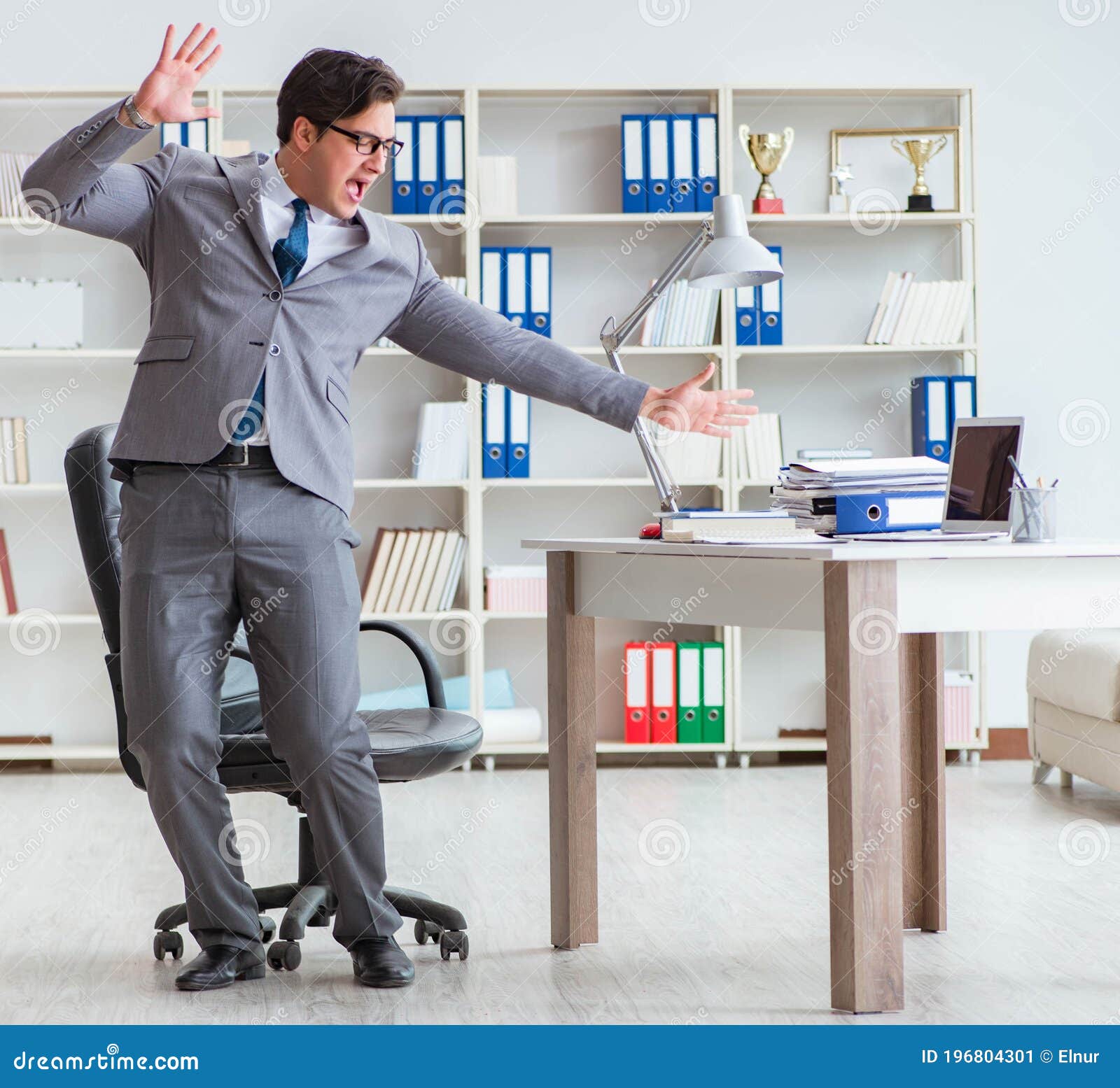 The Businessman Having Fun Taking a Break in the Office at Work Stock ...