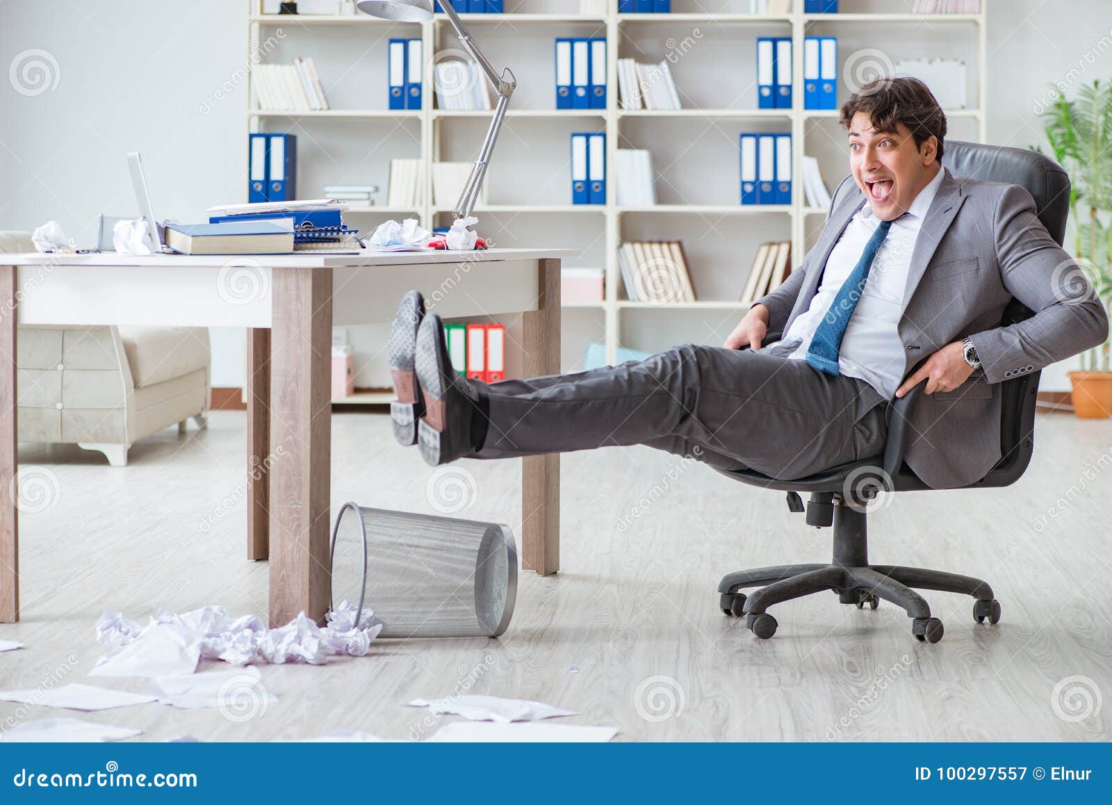 The Businessman Having Fun Taking a Break in the Office at Work Stock ...