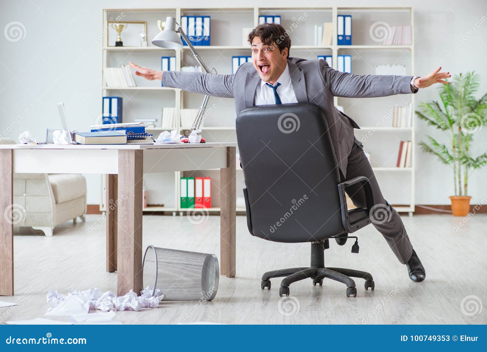 The Businessman Having Fun Taking a Break in the Office at Work Stock ...