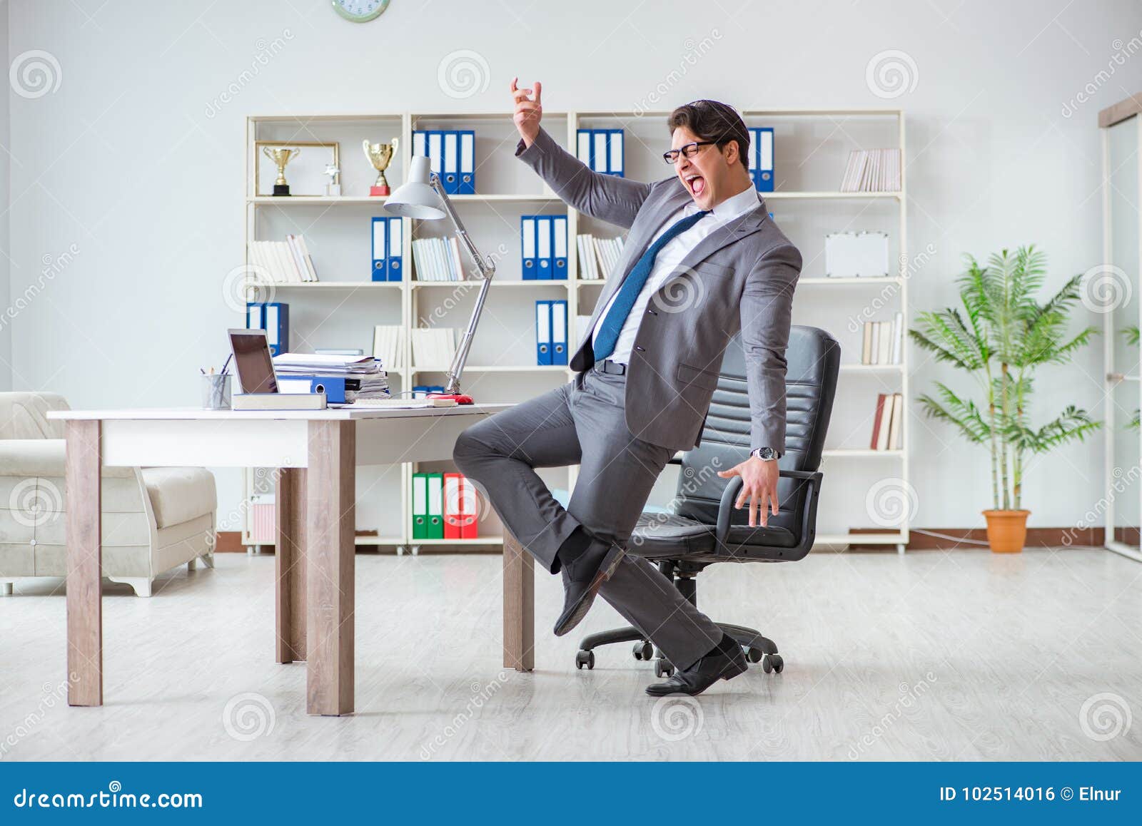 The Businessman Having Fun Taking a Break in the Office at Work Stock ...