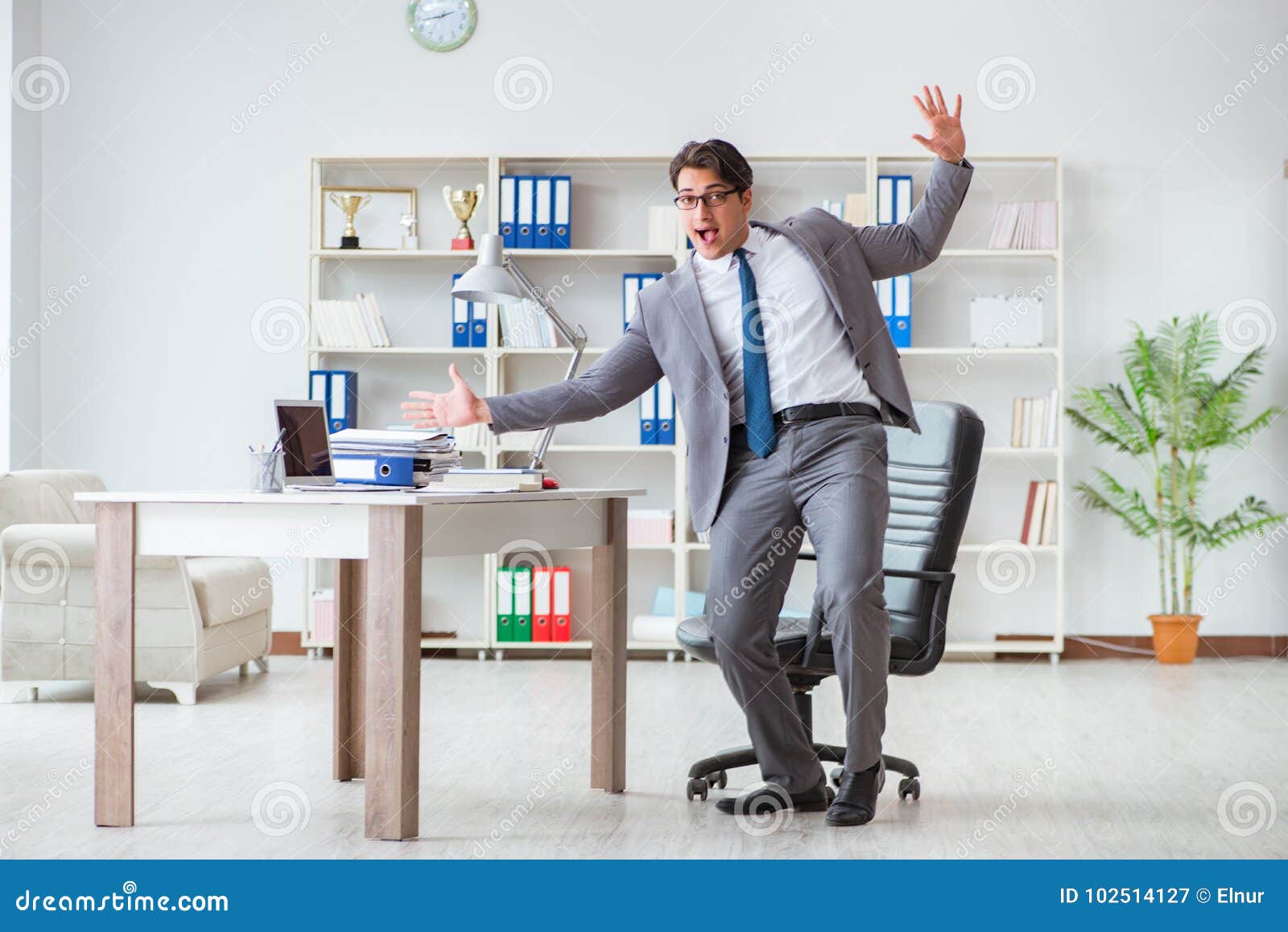 The Businessman Having Fun Taking a Break in the Office at Work Stock ...