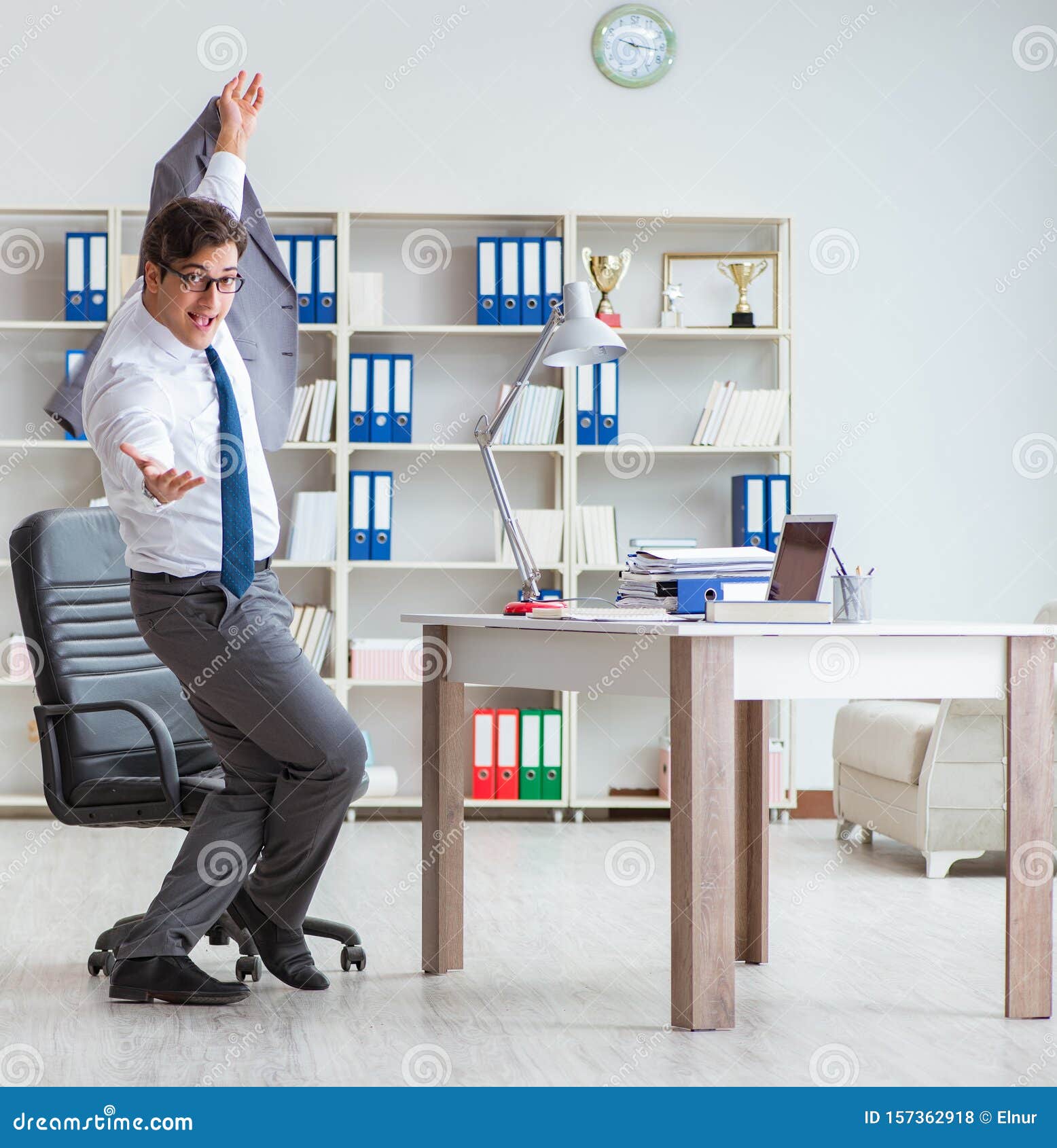 Businessman Having Fun Taking a Break in the Office at Work Stock Photo ... Businessman Having Fun Taking a Break in the Office at Work Stock Photo ...