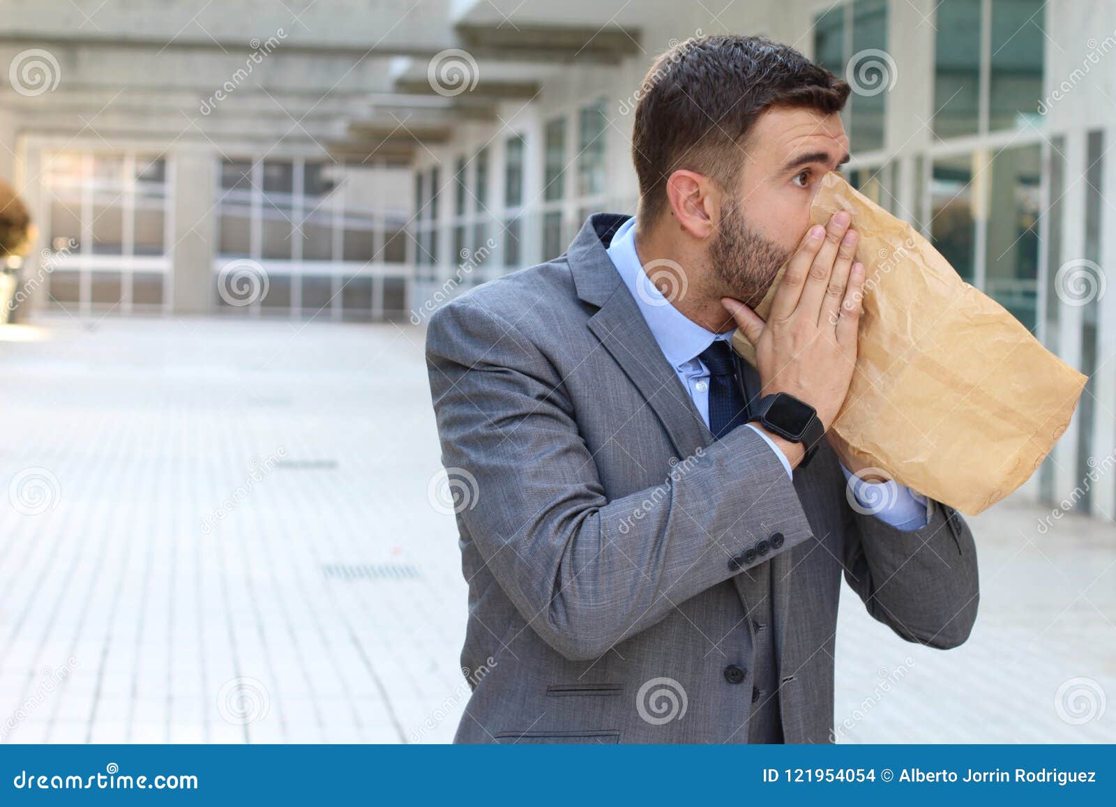 Businessman Having a Panic Attack Stock Photo - Image of male, attack ...