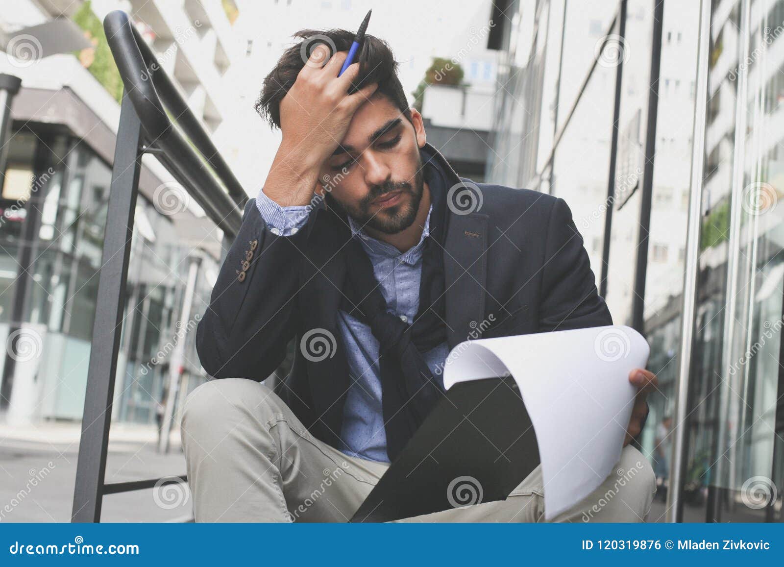 Businessman Having Problem with Document. Stock Photo - Image of ...