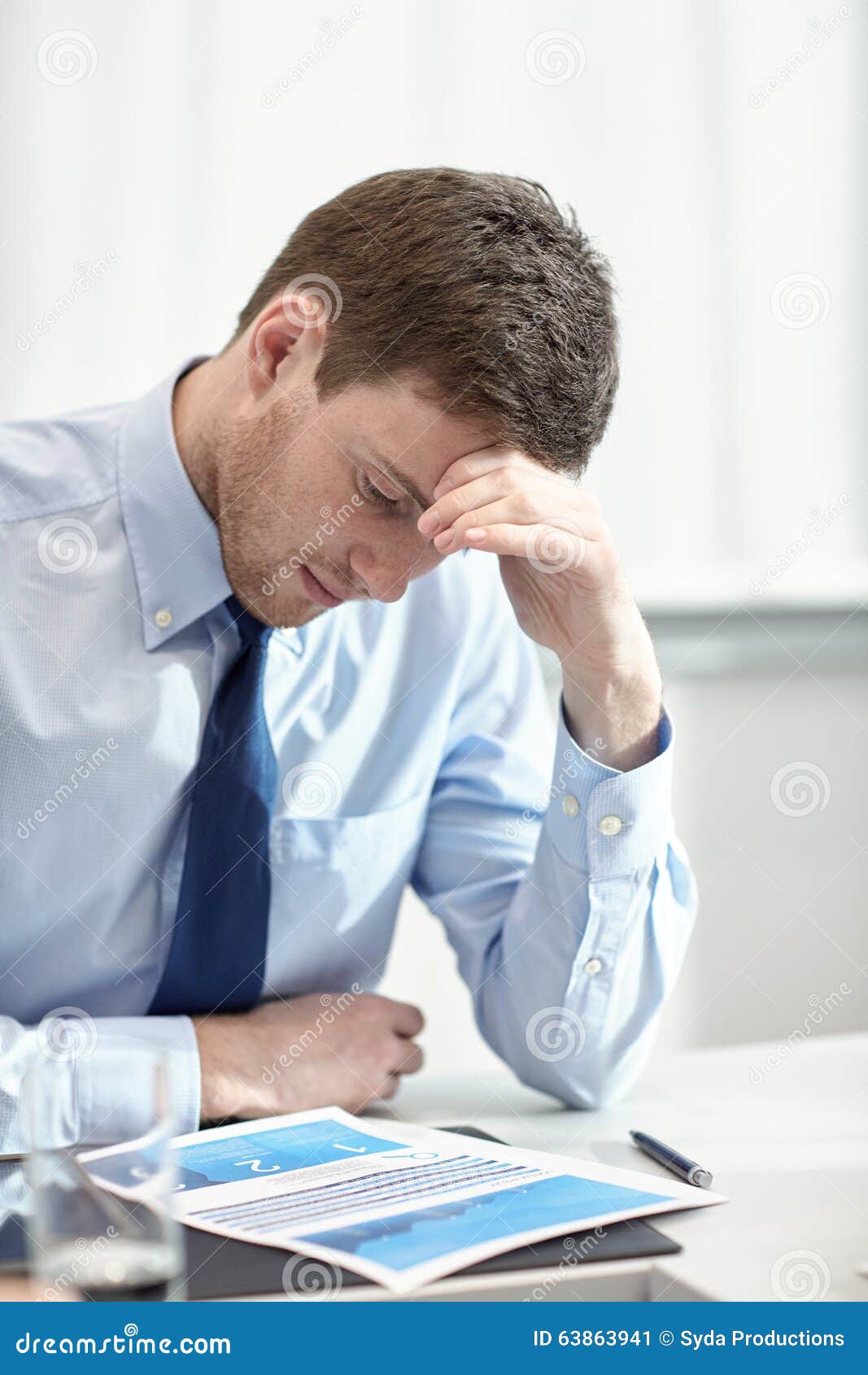 Businessman Having Problem in Office Stock Image - Image of papers ...
