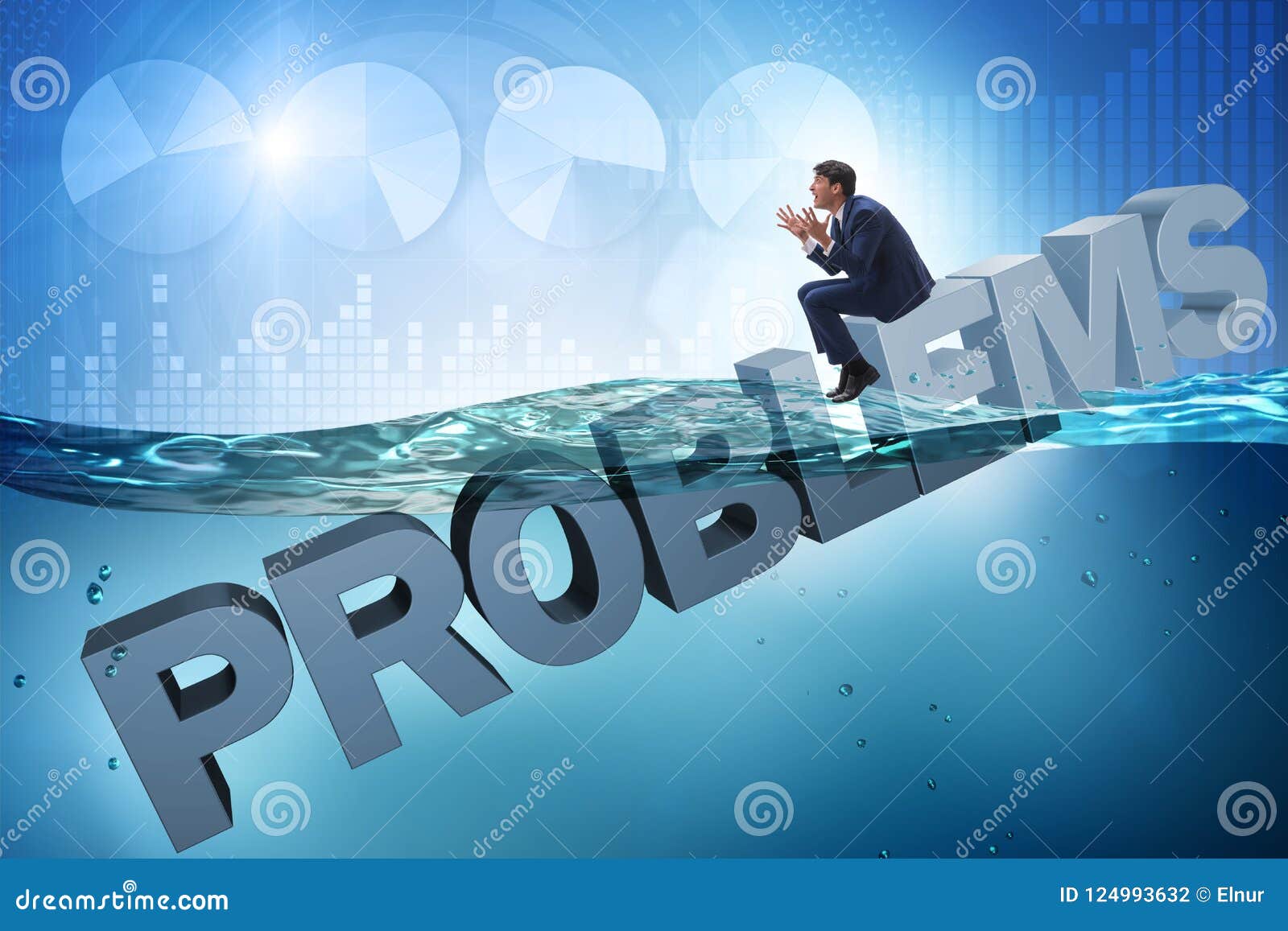 The Businessman Having Problems in Business Concept Stock Photo - Image ...