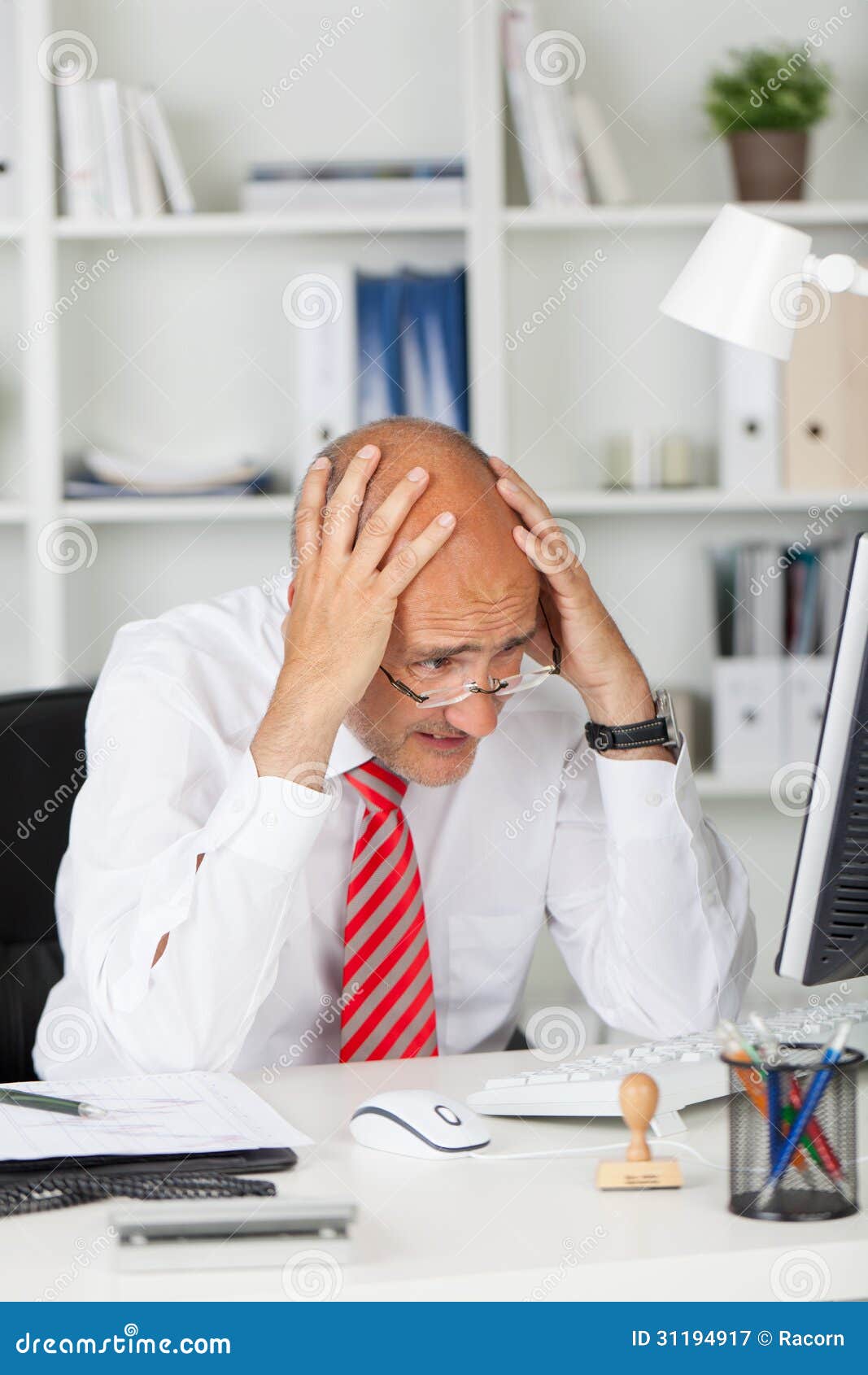 Businessman Having Problems with Computer Stock Image - Image of ...