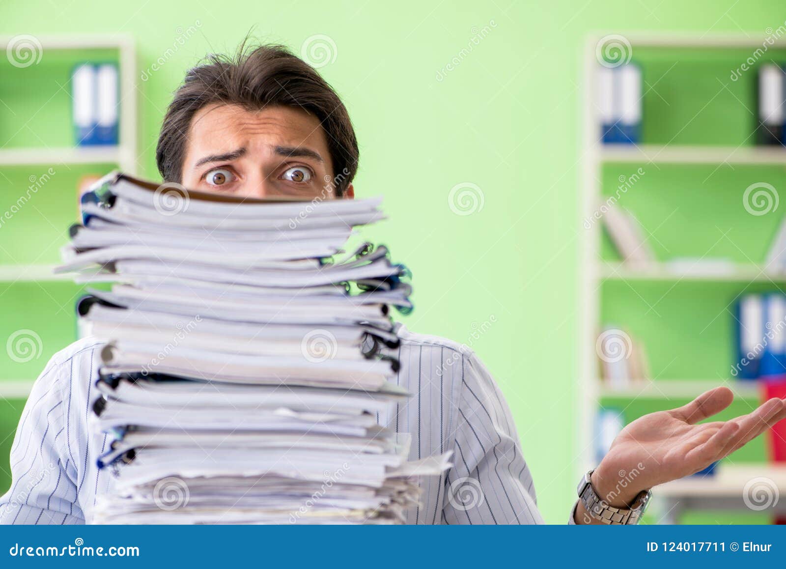 The Businessman Having Problems with Paperwork and Workload Stock Image ...