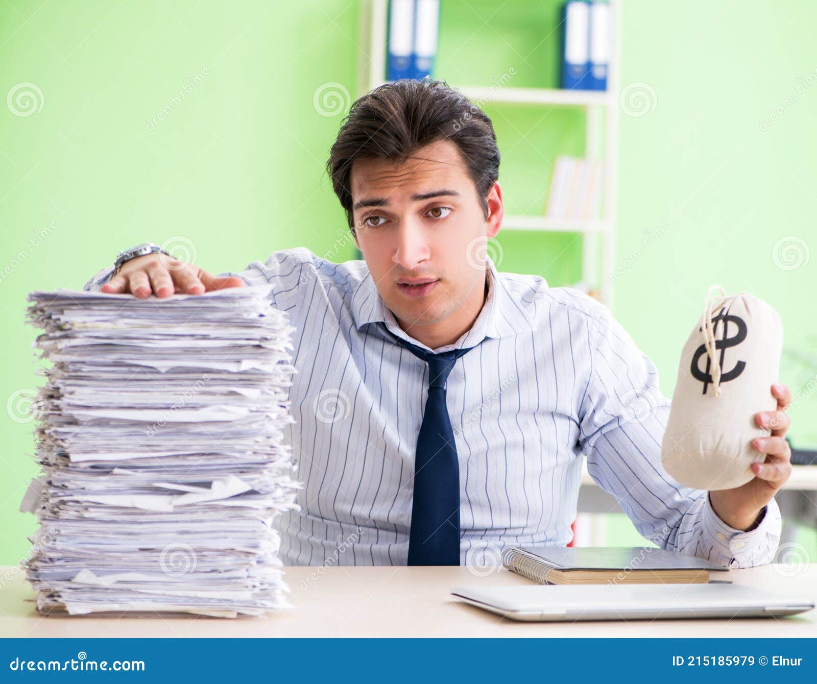 Businessman Having Problems with Paperwork and Workload Stock Image ...