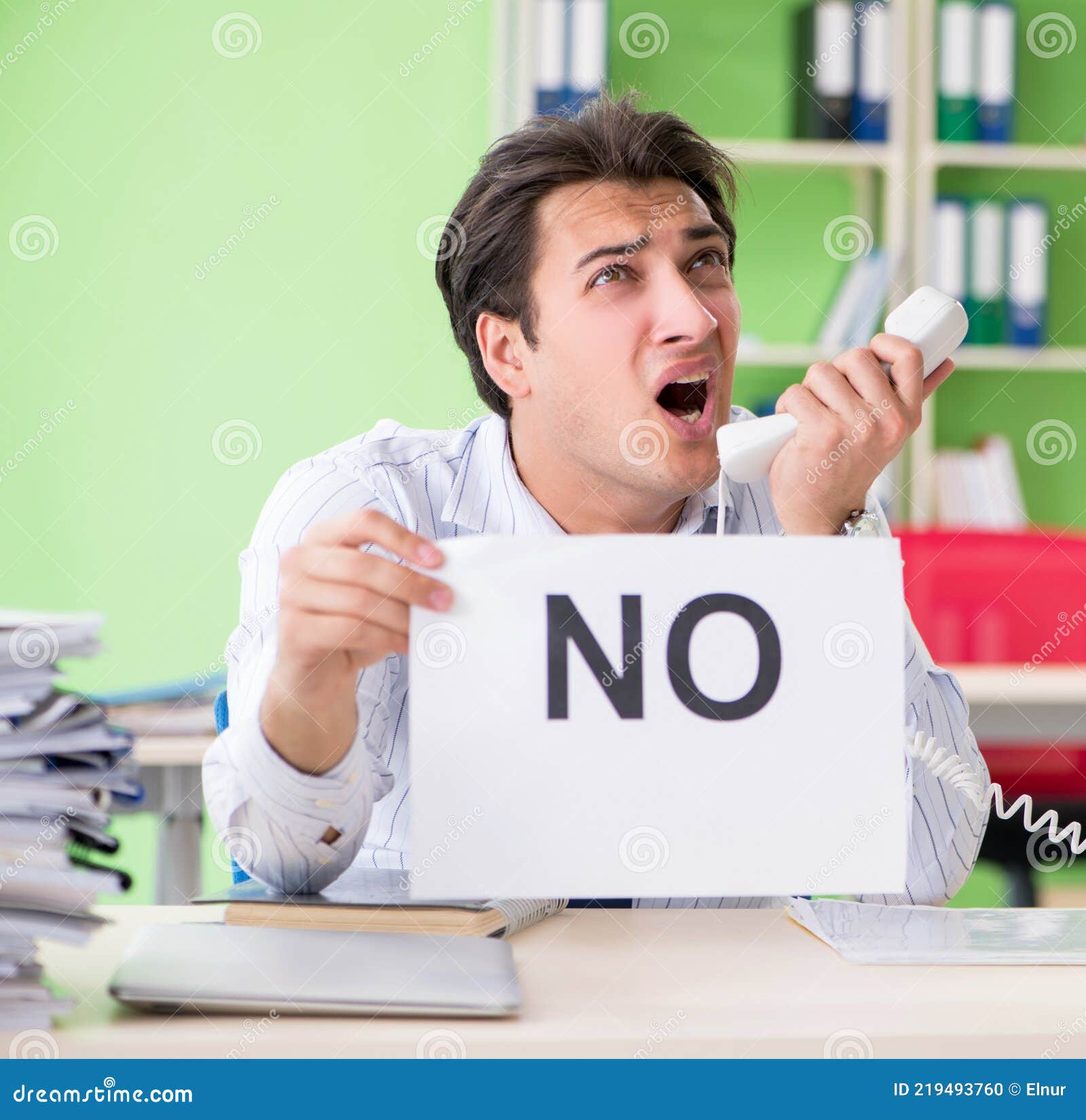 Businessman Having Problems with Paperwork and Workload Stock Photo ...