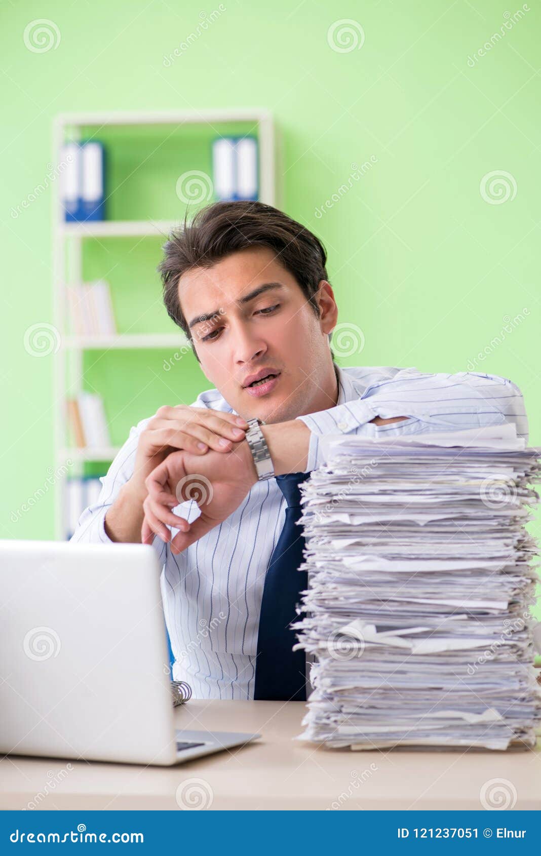 The Businessman Having Problems with Paperwork and Workload Stock Image ...