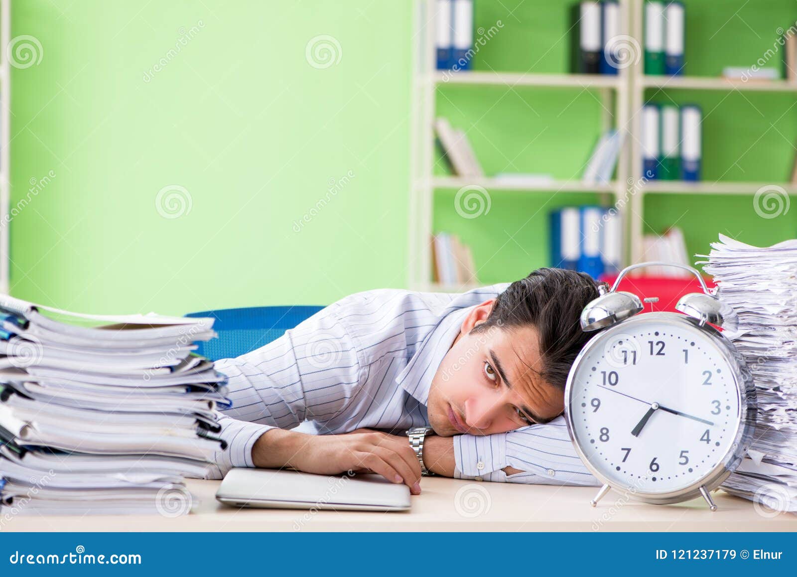 The Businessman Having Problems with Paperwork and Workload Stock Image ...